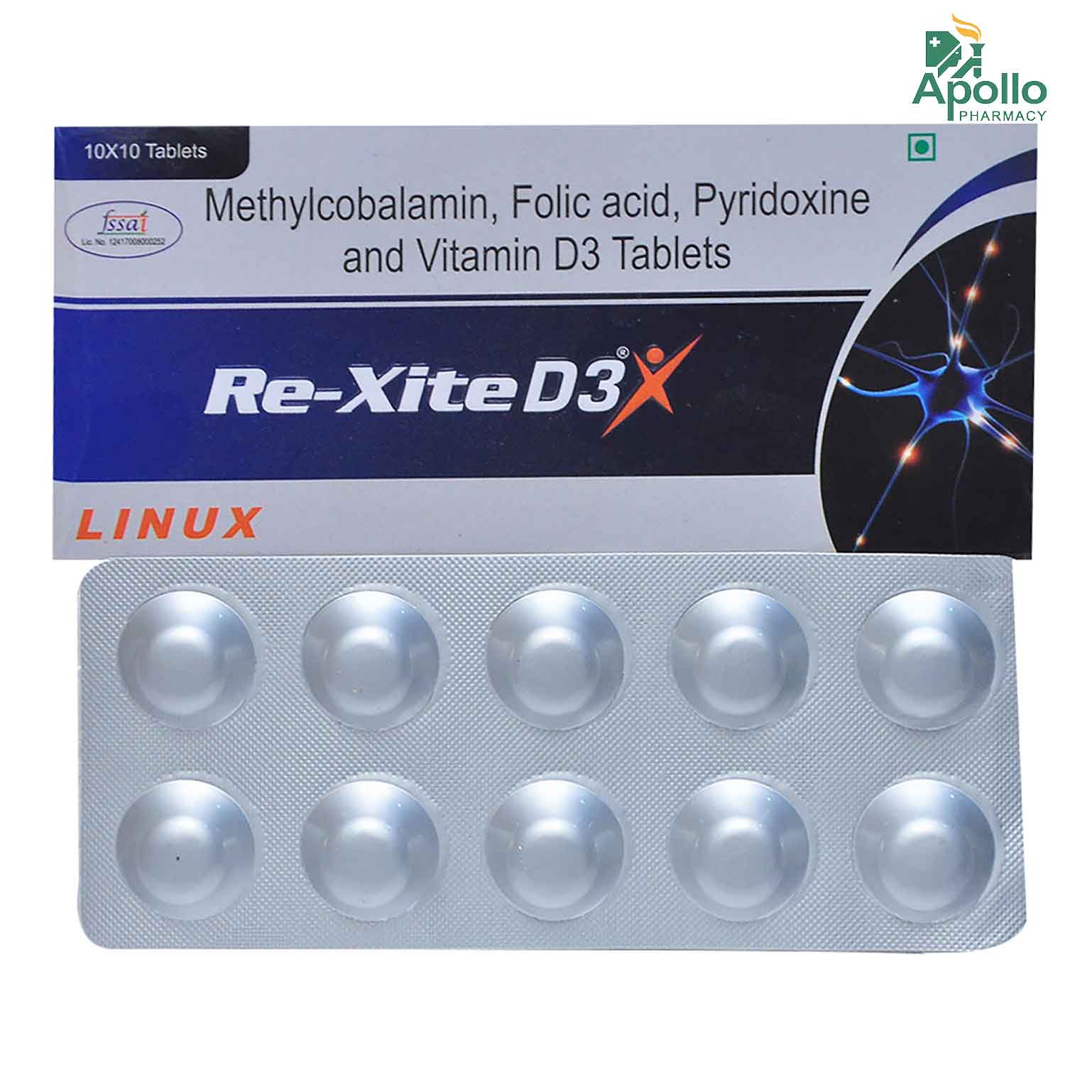 RE XITE D3 TABLET 10'S Price, Uses, Side Effects, Composition - Apollo ...