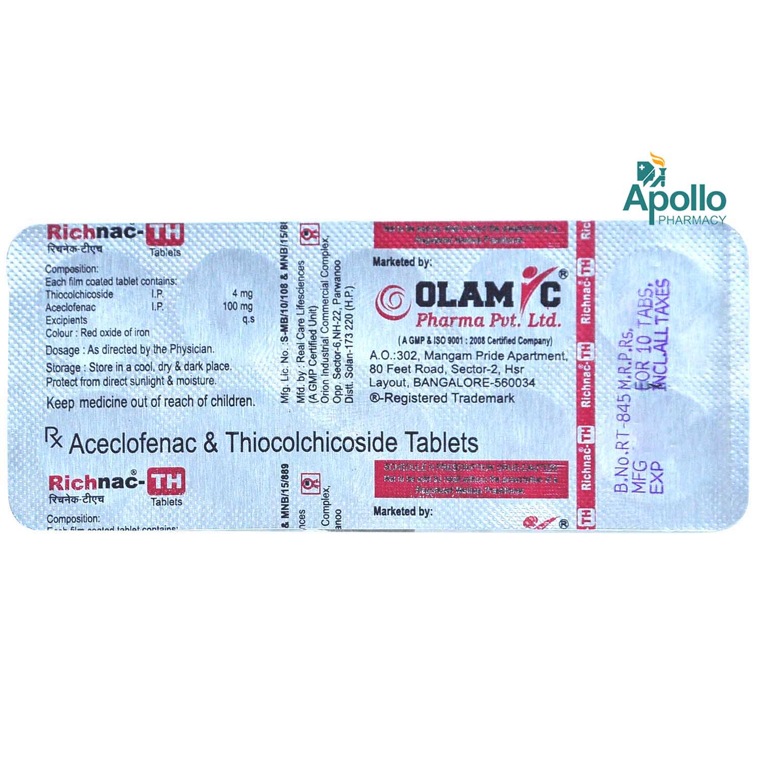 Richnac TH Tablet 10's Price, Uses, Side Effects, Composition - Apollo ...