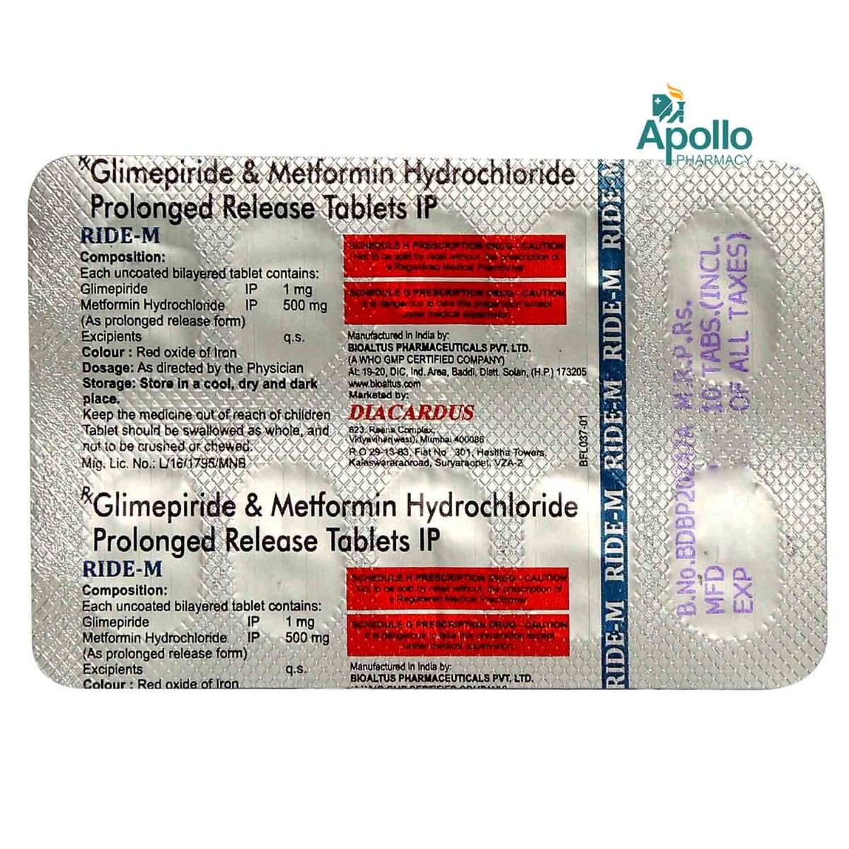 Ride-M Tablet 10's Price, Uses, Side Effects, Composition - Apollo Pharmacy