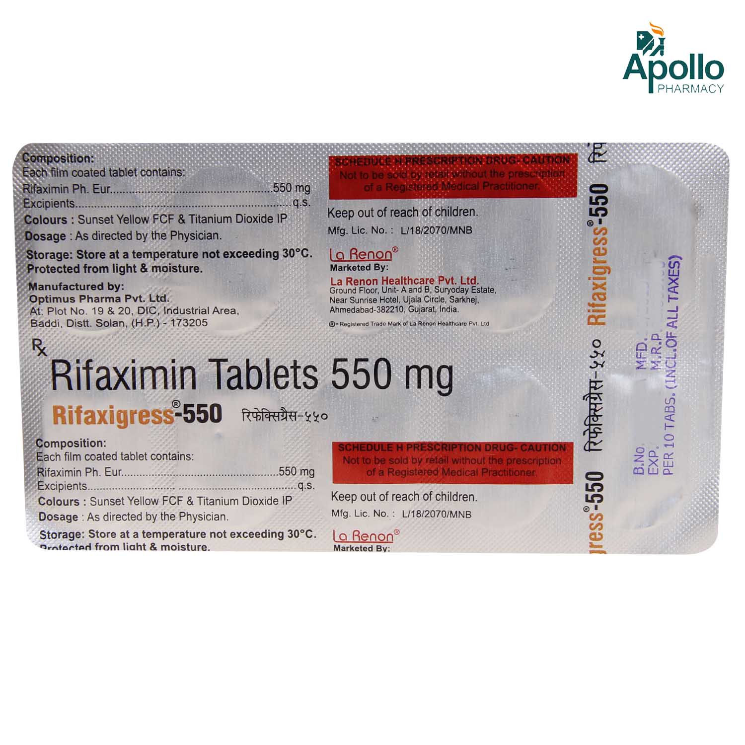 RIFAXIGRESS 550MG TABLET 10'S Price, Uses, Side Effects, Composition ...