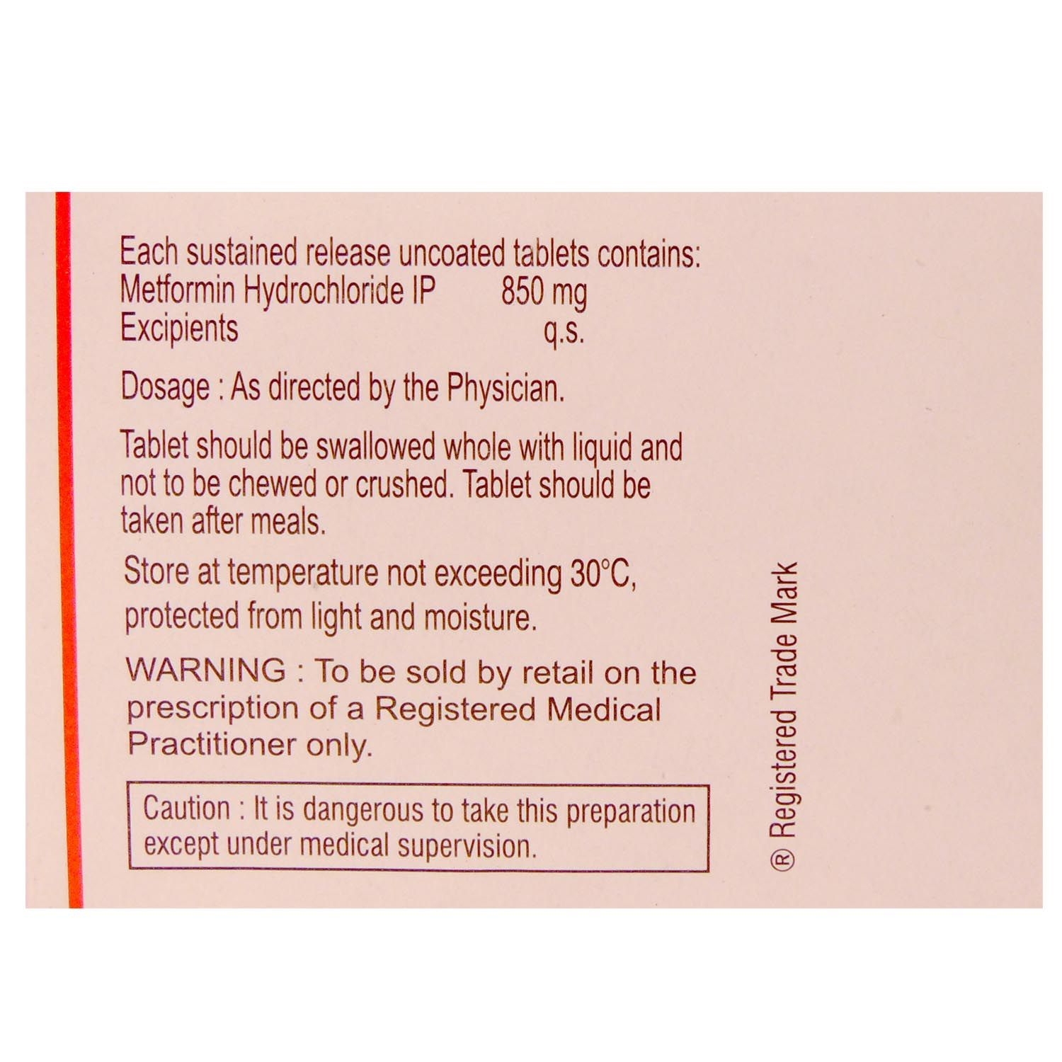 Riomet OD 850 mg Tablet 10's Price, Uses, Side Effects, Composition ...