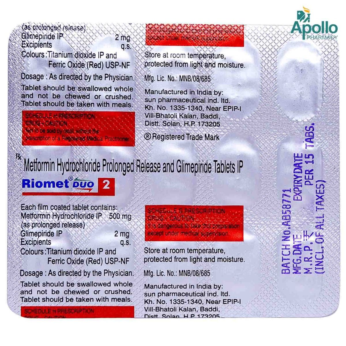 Riomet DUO 2 Tablet 15's Price, Uses, Side Effects, Composition ...