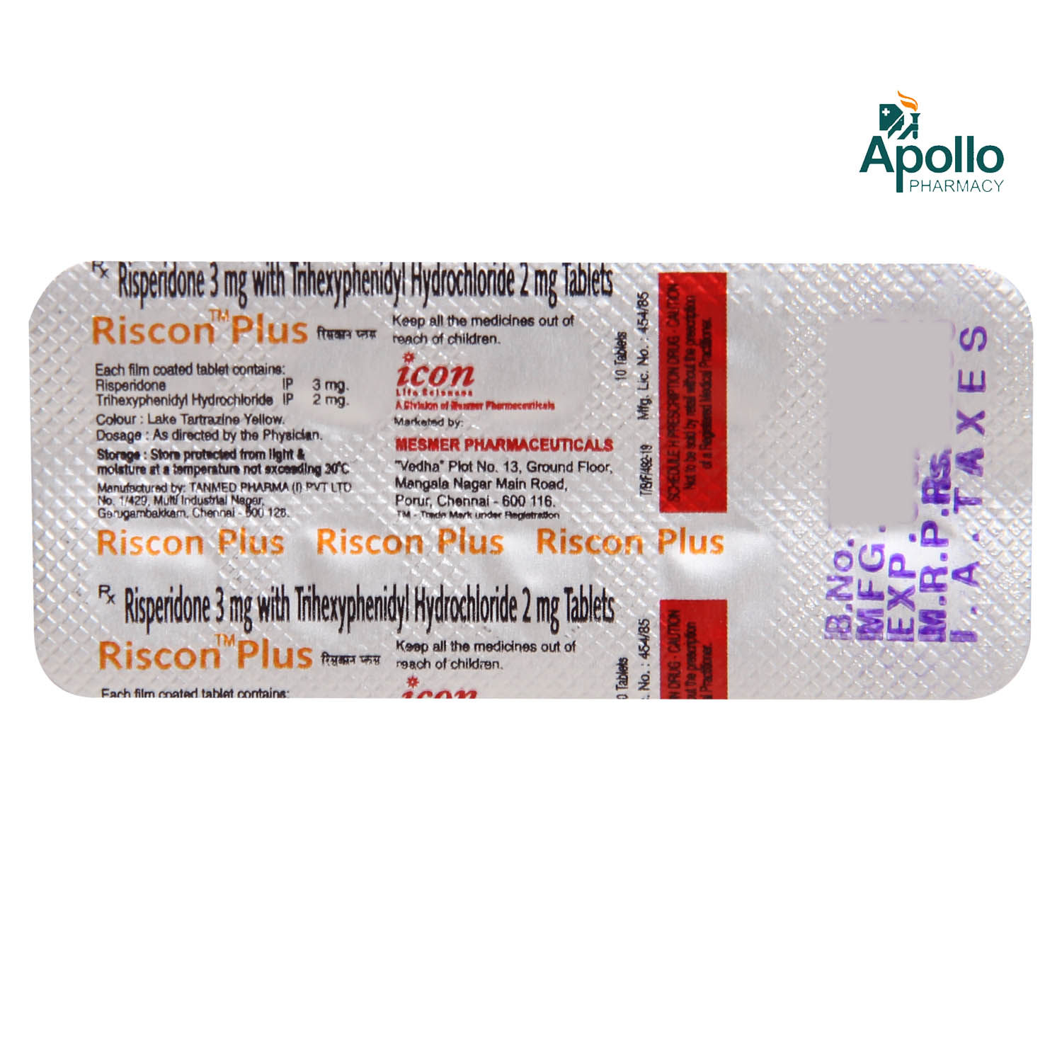 Riscon Plus Tablet 10's Price, Uses, Side Effects, Composition - Apollo Pharmacy