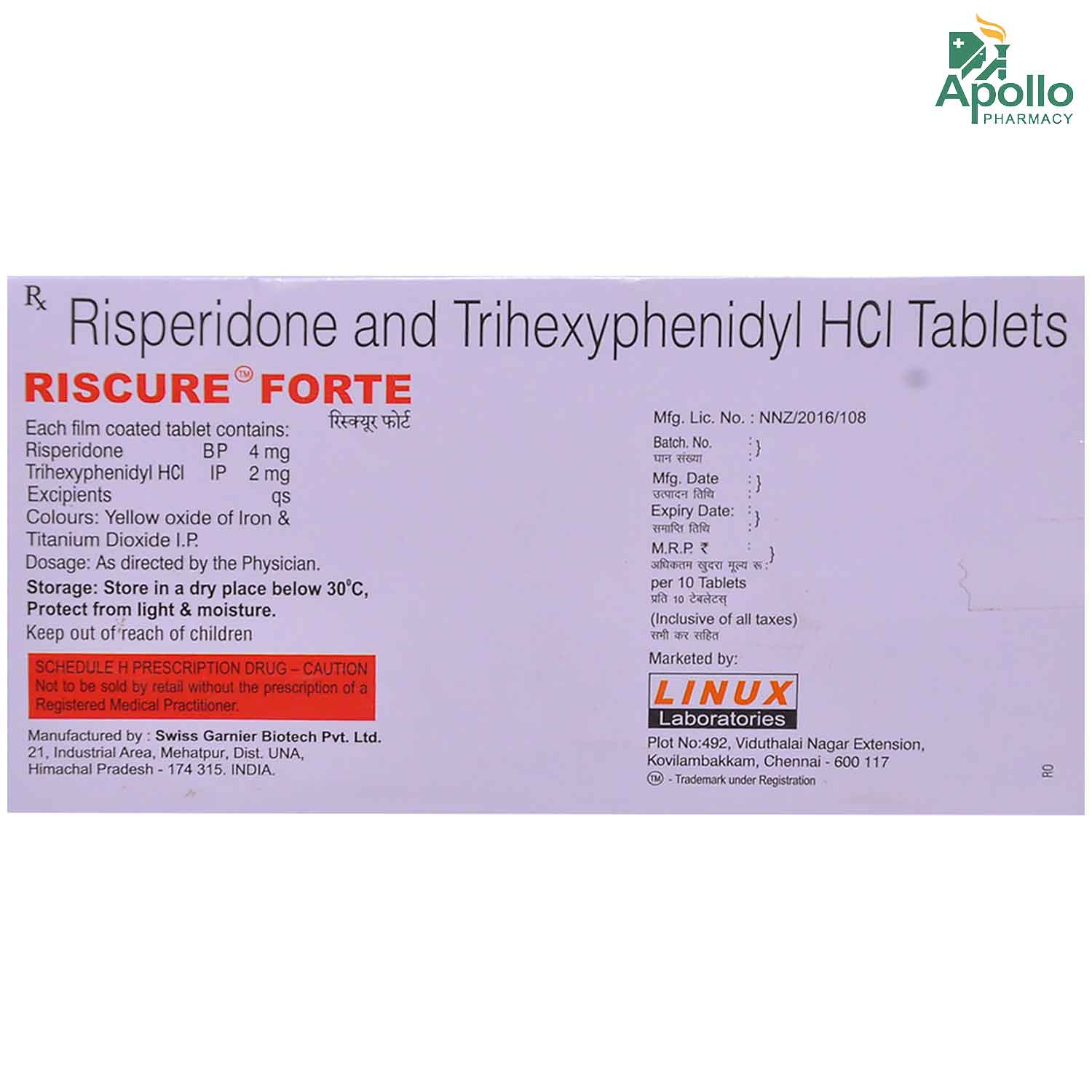 Riscure Forte Tablet 10's Price, Uses, Side Effects, Composition ...