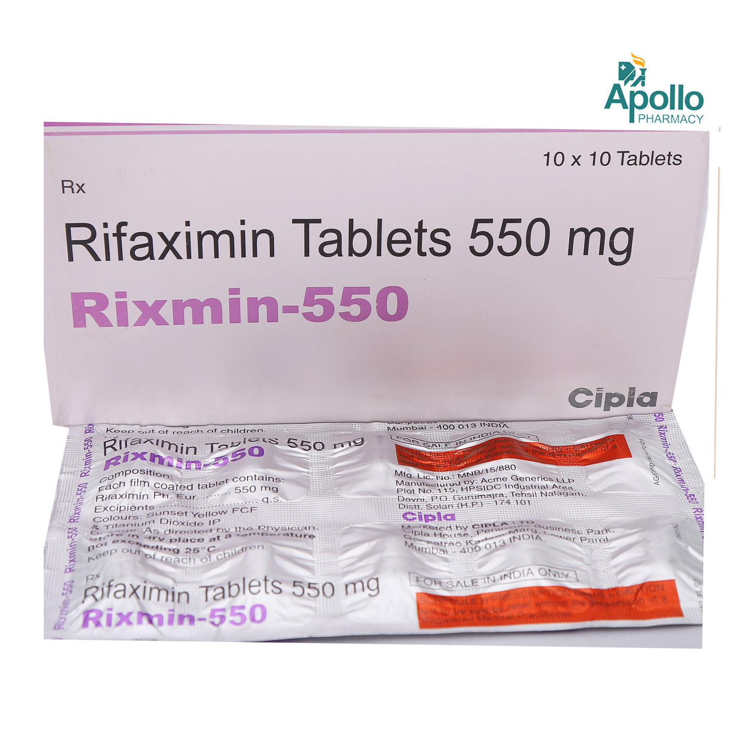 Rixmin-550 Tablet 10's Price, Uses, Side Effects, Composition - Apollo ...