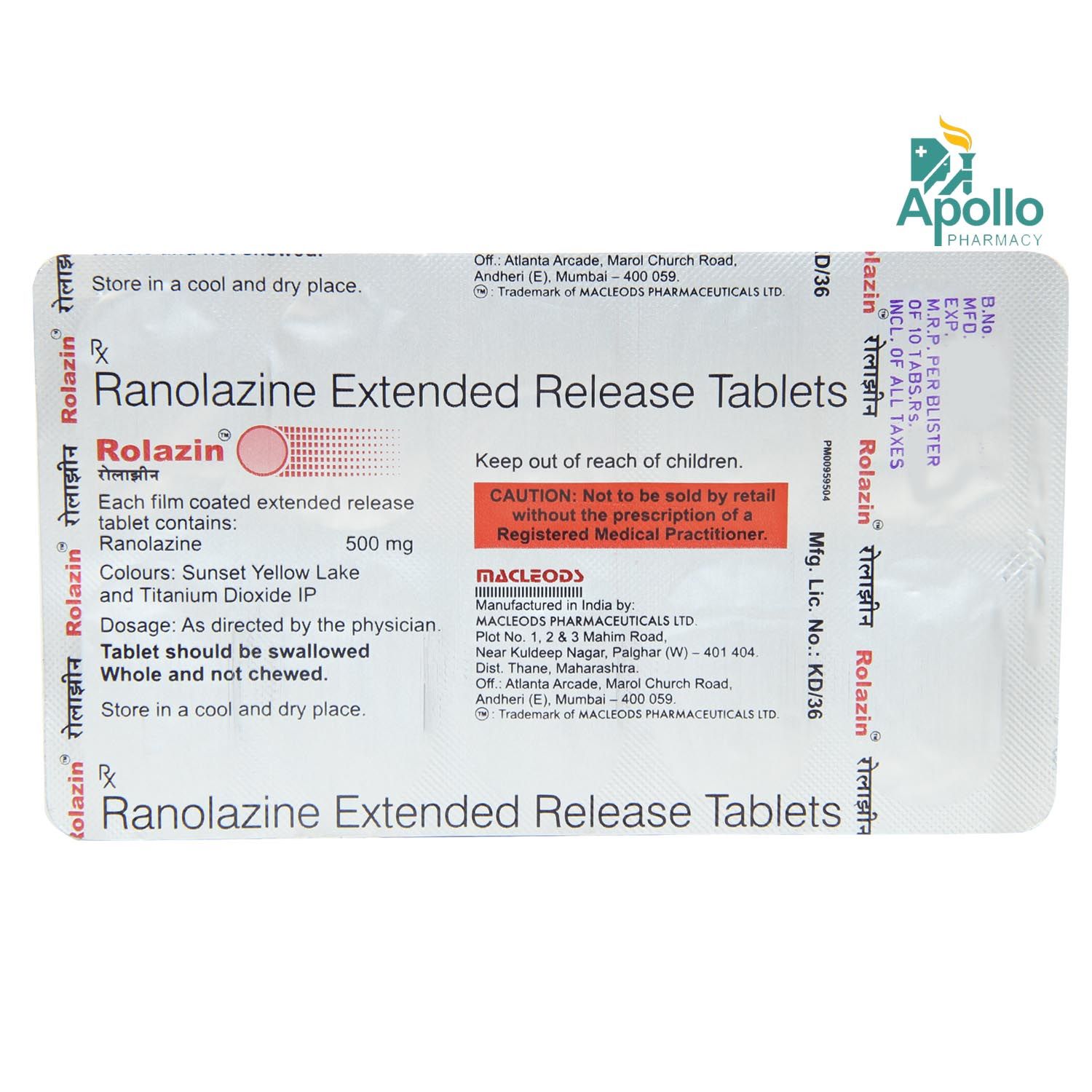 ROLAZIN TABLET Price, Uses, Side Effects, Composition - Apollo Pharmacy