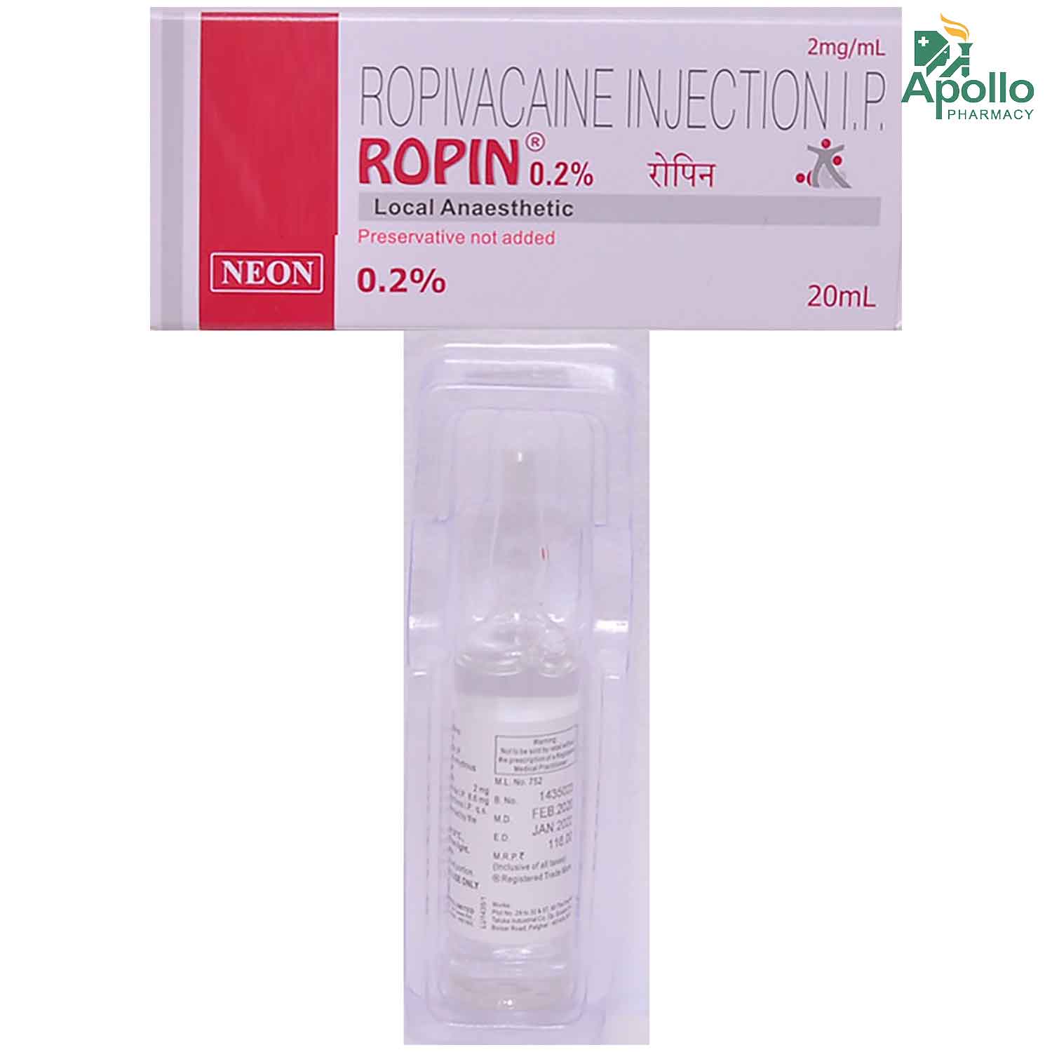 ROPIN 0.2% 20ML INJECTION Price, Uses, Side Effects, Composition ...