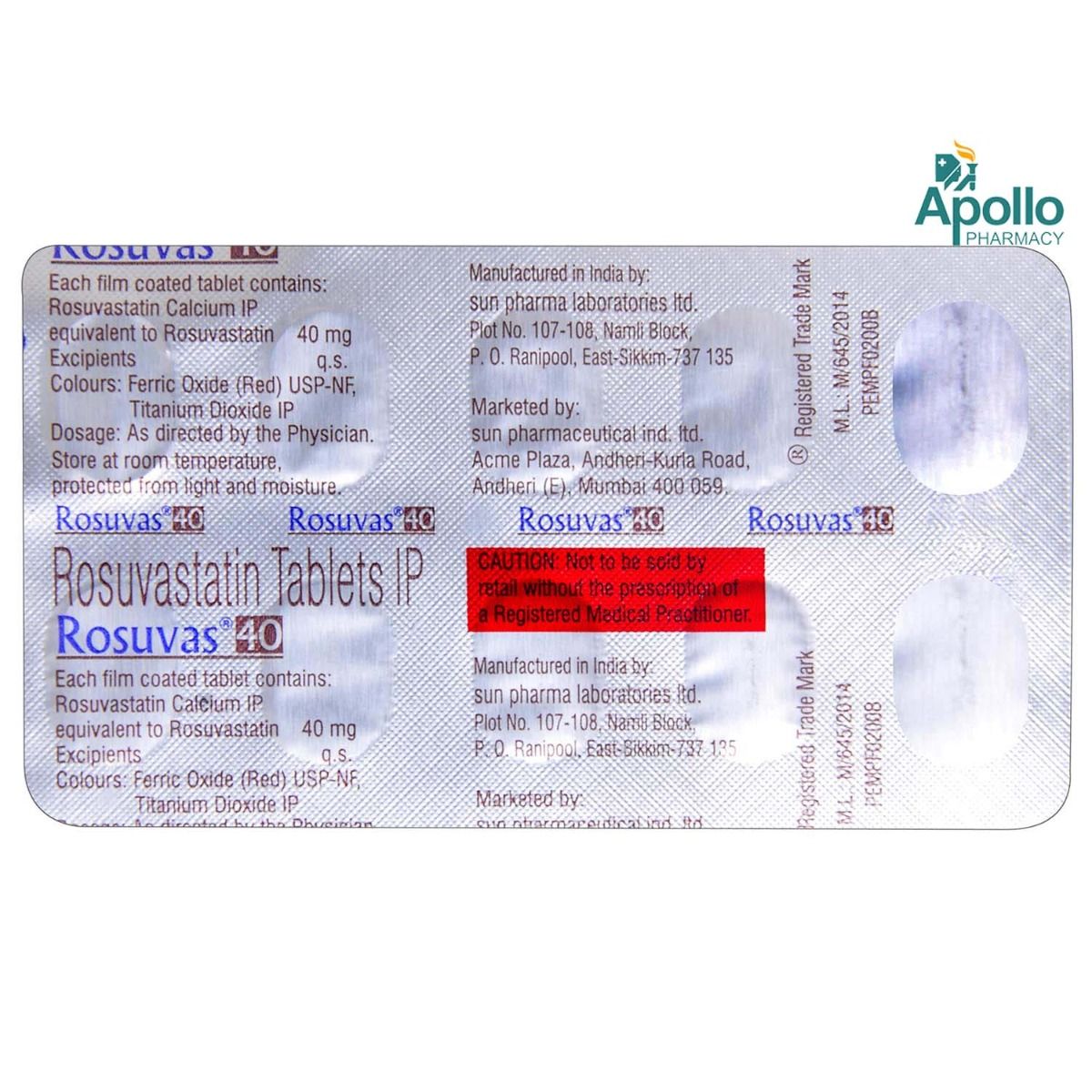Rosuvas 40 Tablet 10's Price, Uses, Side Effects, Composition - Apollo ...