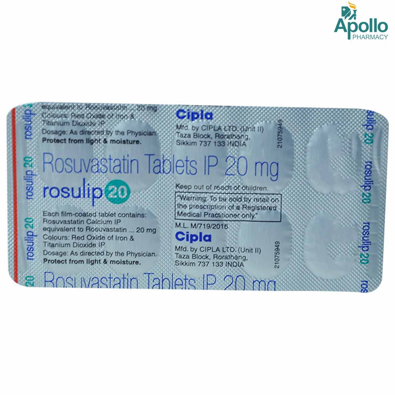 Rosulip 20 Tablet 10's Price, Uses, Side Effects, Composition - Apollo ...