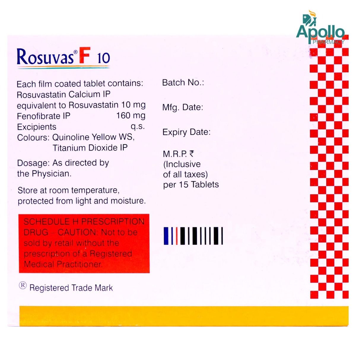 Rosuvas F 10 Tablet 15's Price, Uses, Side Effects, Composition ...