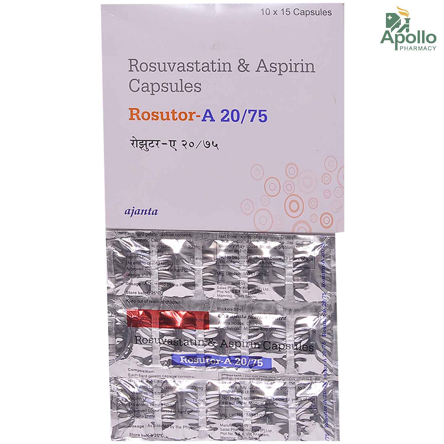 Rosutor-A 20/75 Capsule 15's Price, Uses, Side Effects, Composition ...