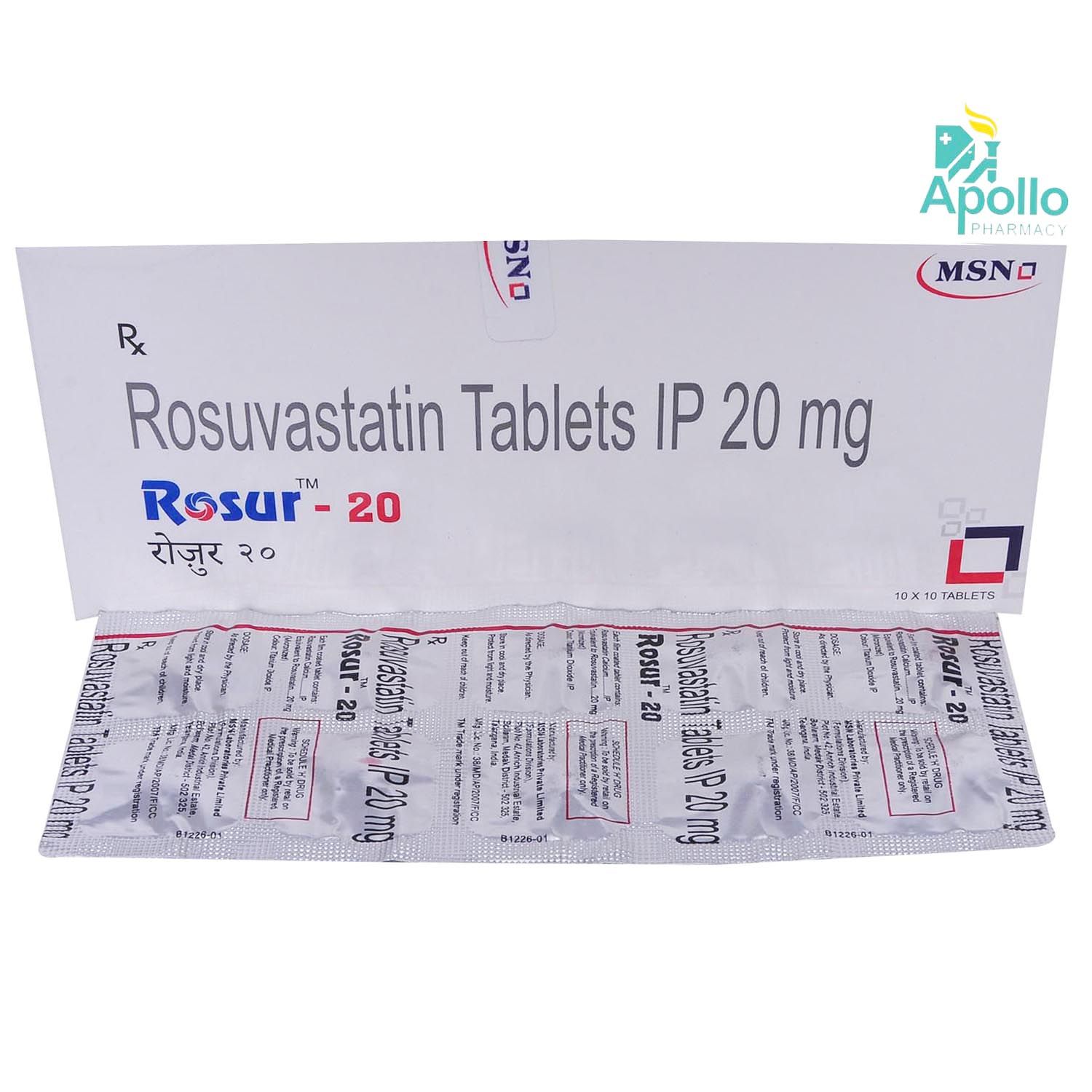ROSUR 20MG TABLET 10'S Price, Uses, Side Effects, Composition - Apollo ...