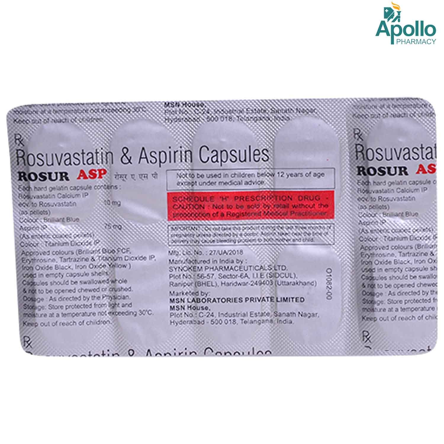 ROSUR ASP CAPSULE 10'S Price, Uses, Side Effects, Composition - Apollo ...