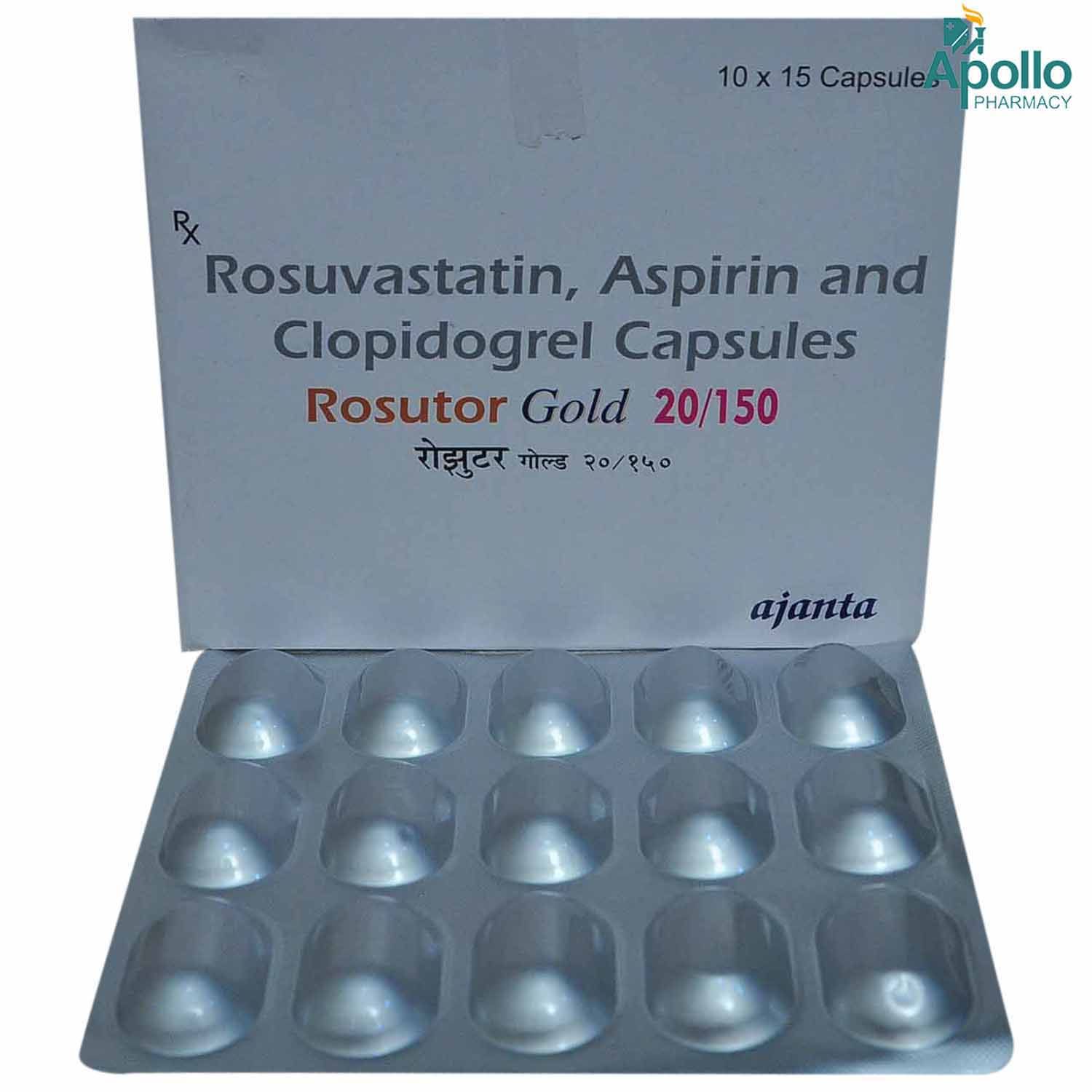 Rosutor Gold 20/150 Capsule 15's Price, Uses, Side Effects, Composition ...