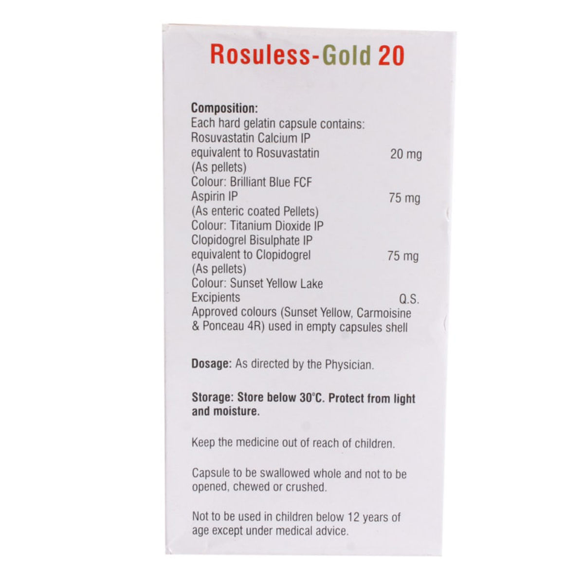 Rosuless-Gold 20 Capsule 15's Price, Uses, Side Effects, Composition ...
