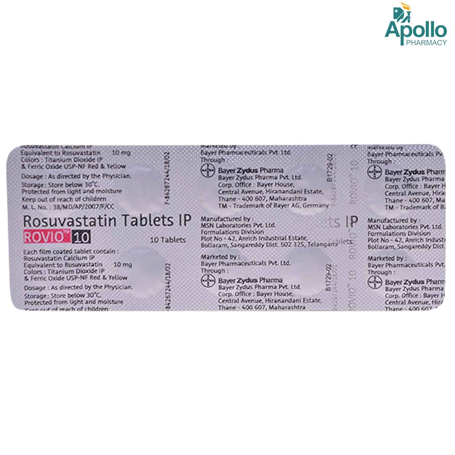 Rovio 10 Tablet 10's Price, Uses, Side Effects, Composition - Apollo ...