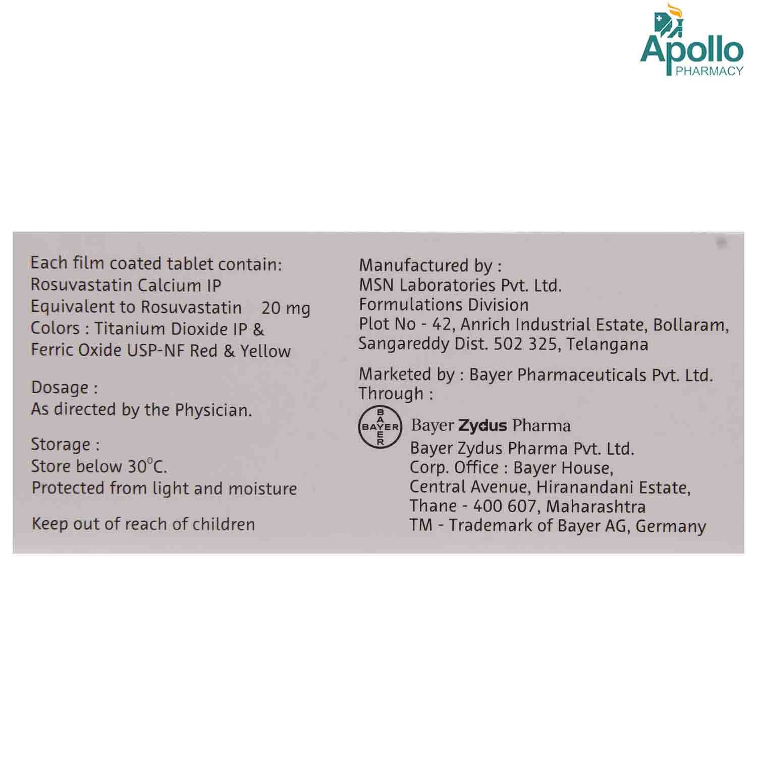 ROVIO 20MG TABLET Price, Uses, Side Effects, Composition - Apollo Pharmacy