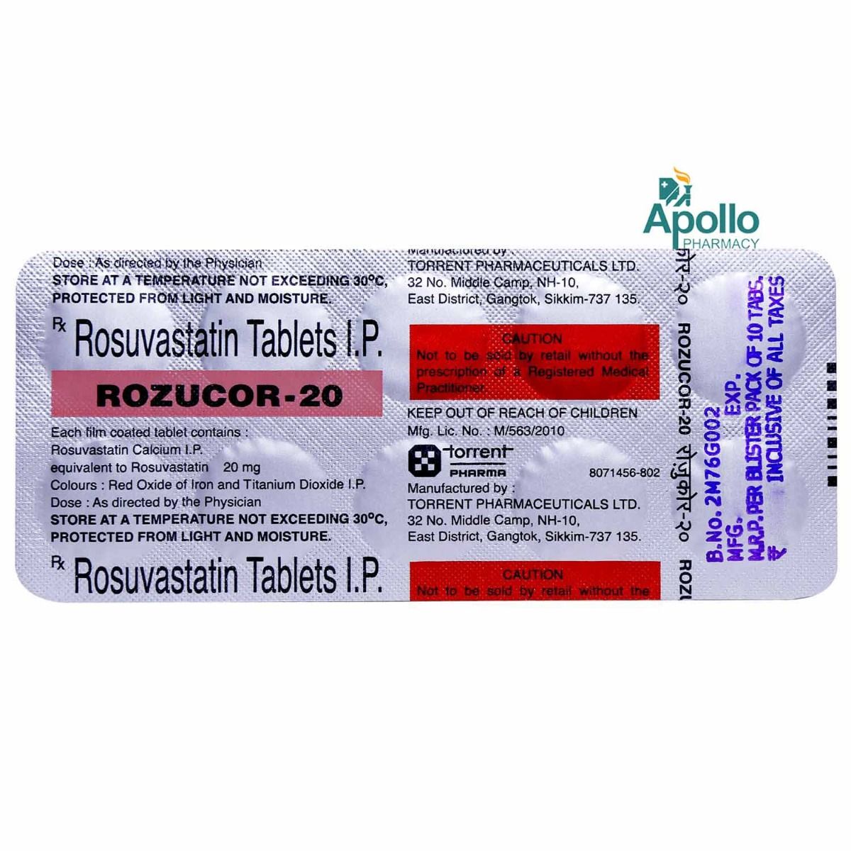 Rozucor-20 Tablet 10's Price, Uses, Side Effects, Composition - Apollo ...