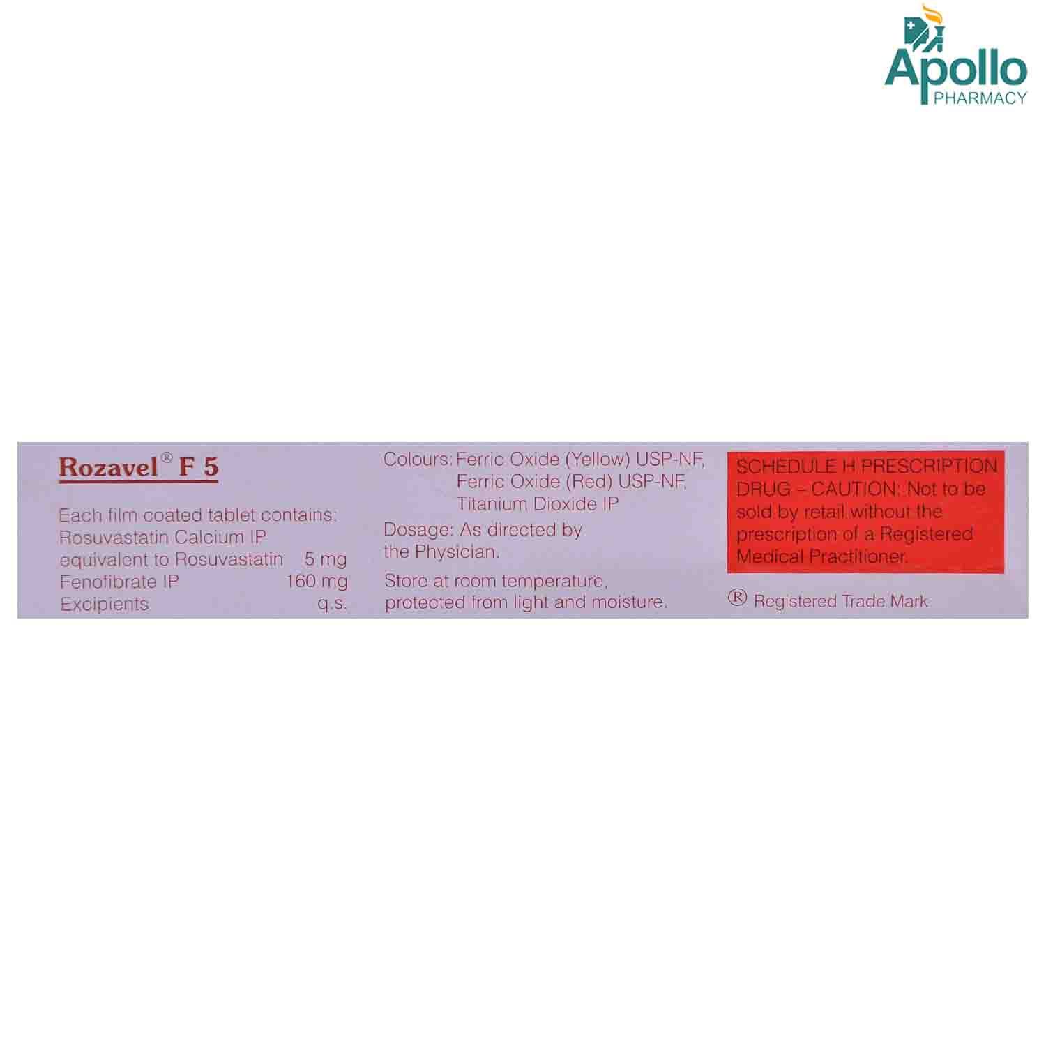 Rozavel F 5 Tablet 10's Price, Uses, Side Effects, Composition - Apollo ...