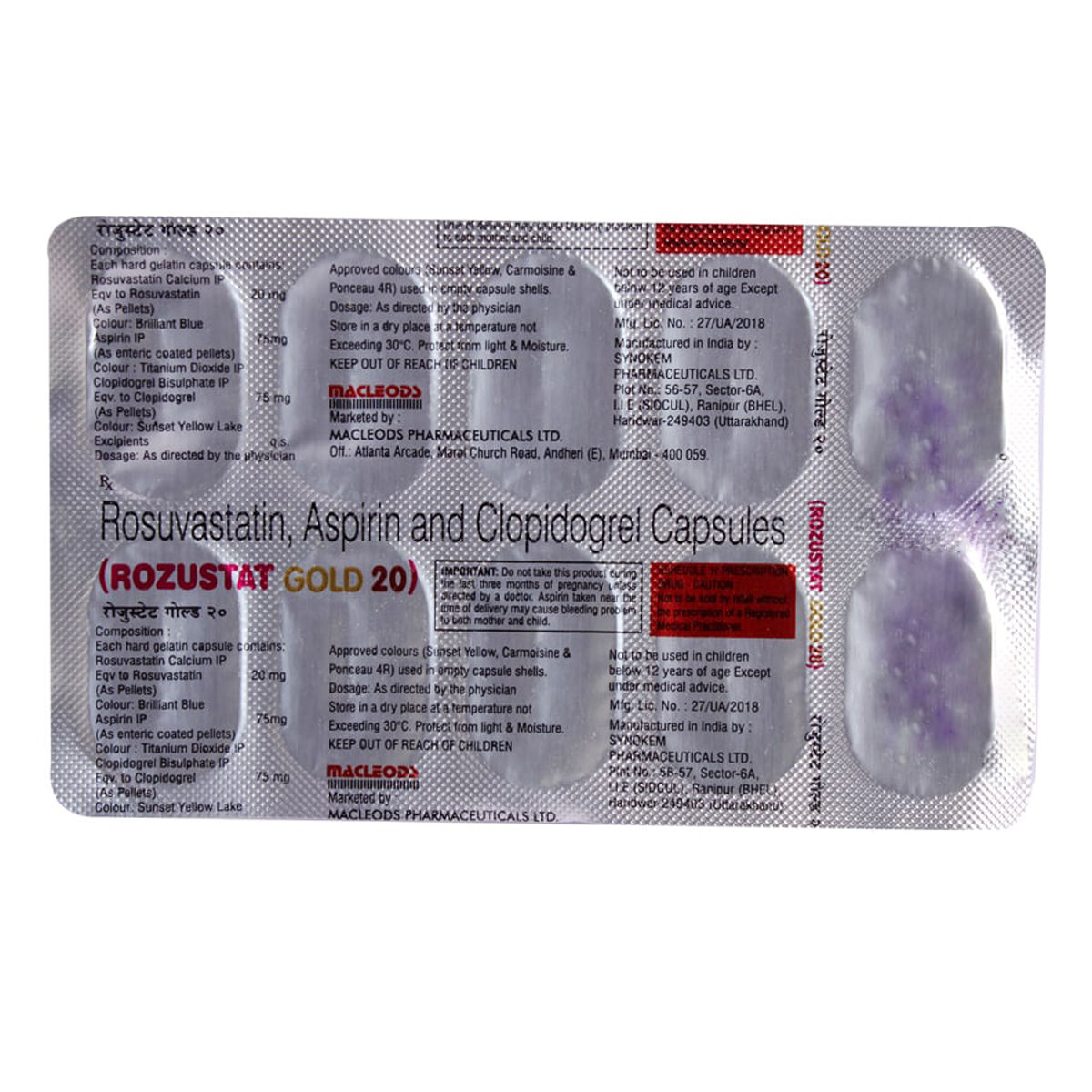 Rozustat Gold 20mg Capsule 10's Price, Uses, Side Effects, Composition ...