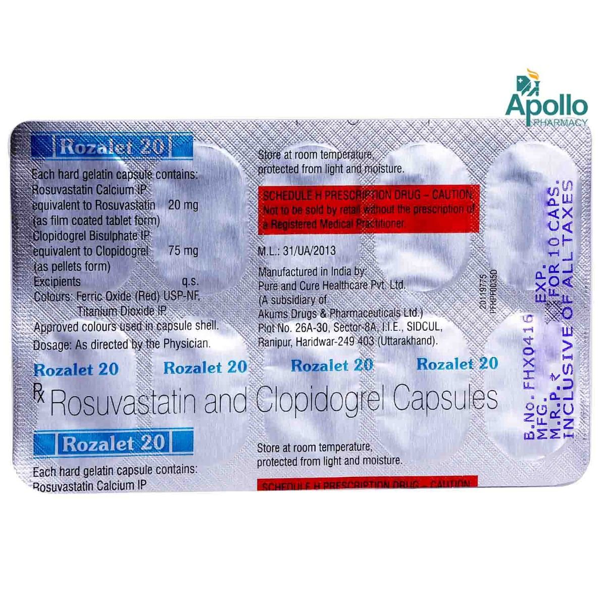 Rozalet 20 Capsule 10's Price, Uses, Side Effects, Composition - Apollo ...
