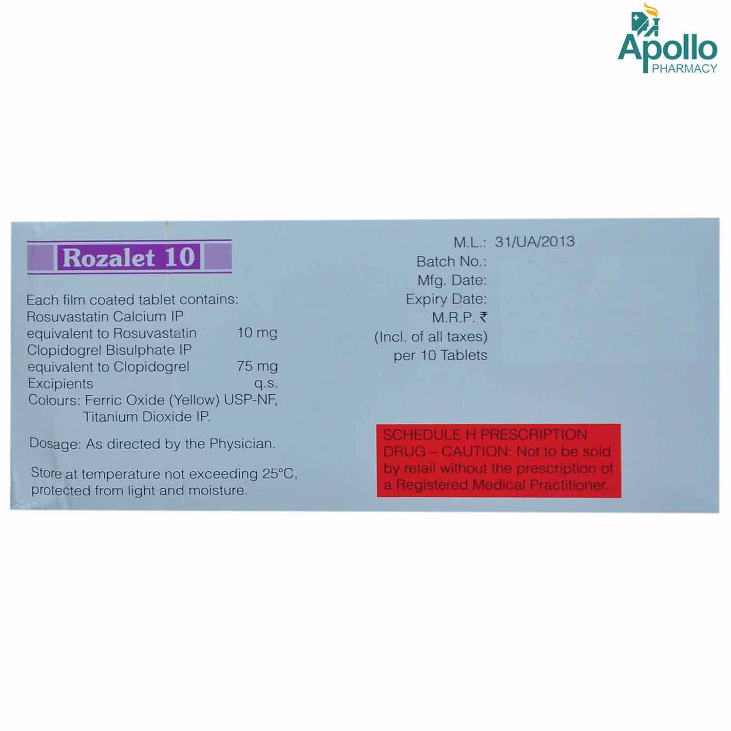 Rozalet 10 Tablet 10's Price, Uses, Side Effects, Composition - Apollo ...