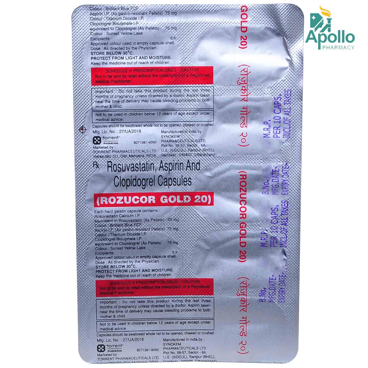 Rozucor Gold 20 Capsule 10's Price, Uses, Side Effects, Composition ...