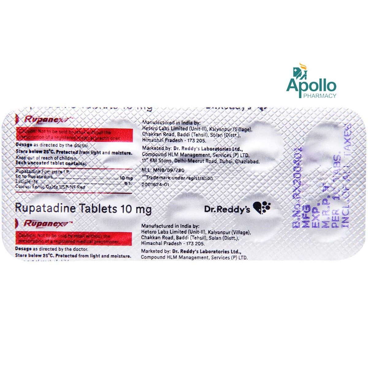 Rupanex Tablet 10's Price, Uses, Side Effects, Composition - Apollo ...