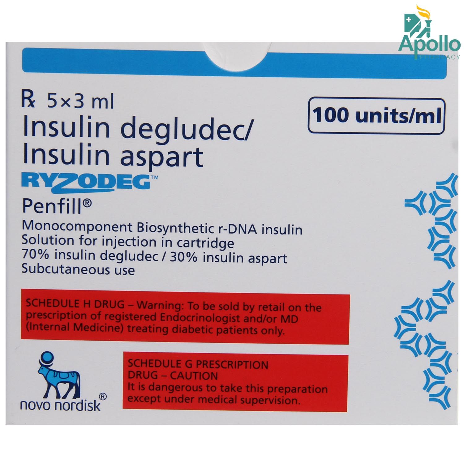 RYZODEG 100UNITS ML PENFILL 3ML Price Uses Side Effects Composition