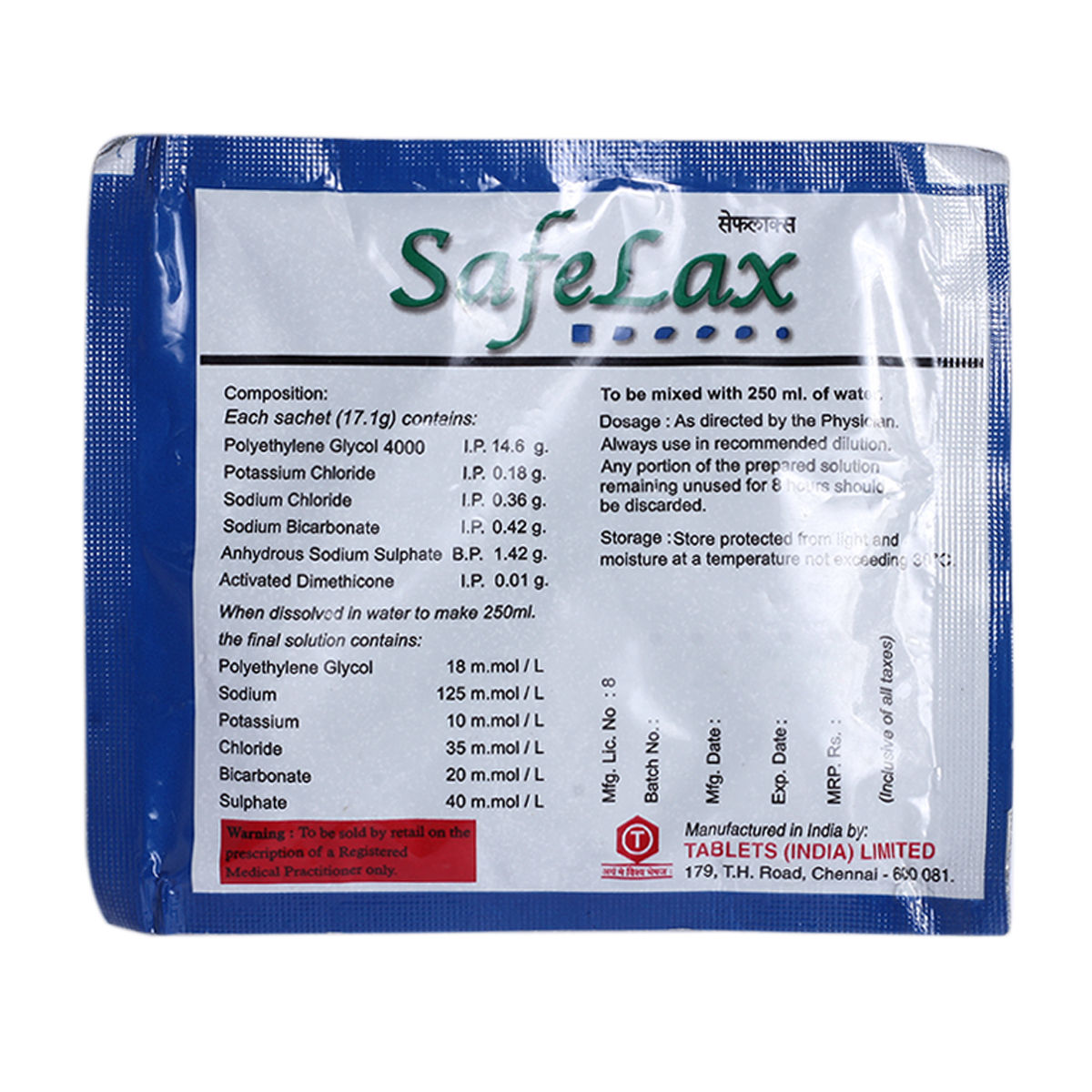 Safelax Powder 17.1 gm Price, Uses, Side Effects, Composition - Apollo ...