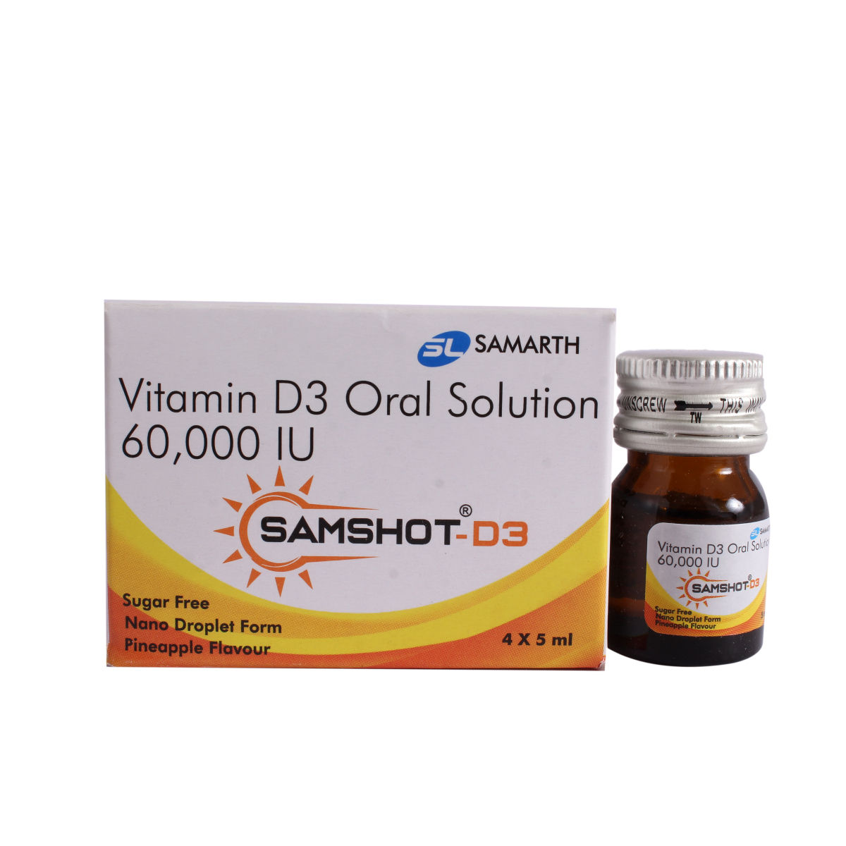 Samshot-D3 Sugar Free Pineapple Oral Solution 5 ml Price, Uses, Side ...