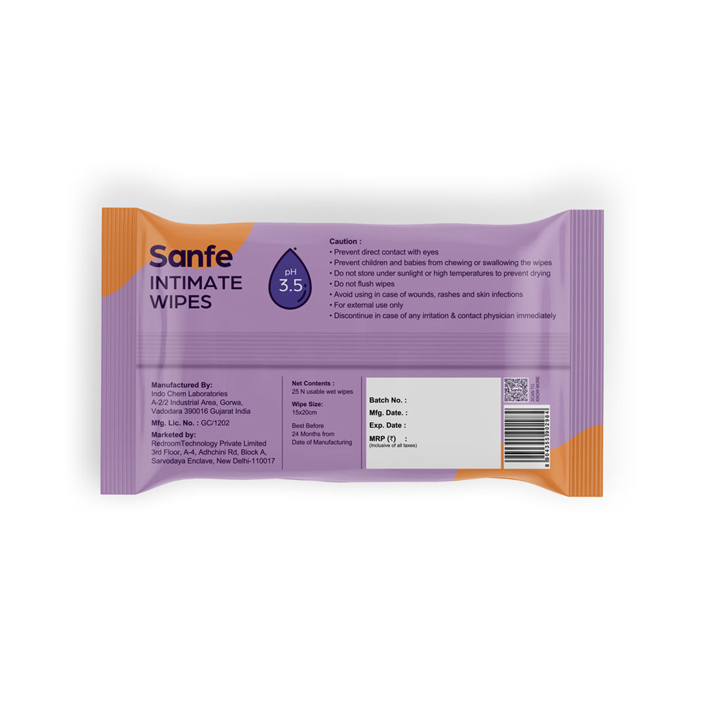 Sanfe Intimate Wipes Lavender & Chamomile, 25 Count Price, Uses, Side ...