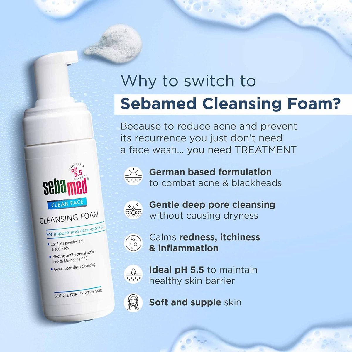Sebamed Clear Face Cleansing Foam, 50 ml Price, Uses, Side Effects ...