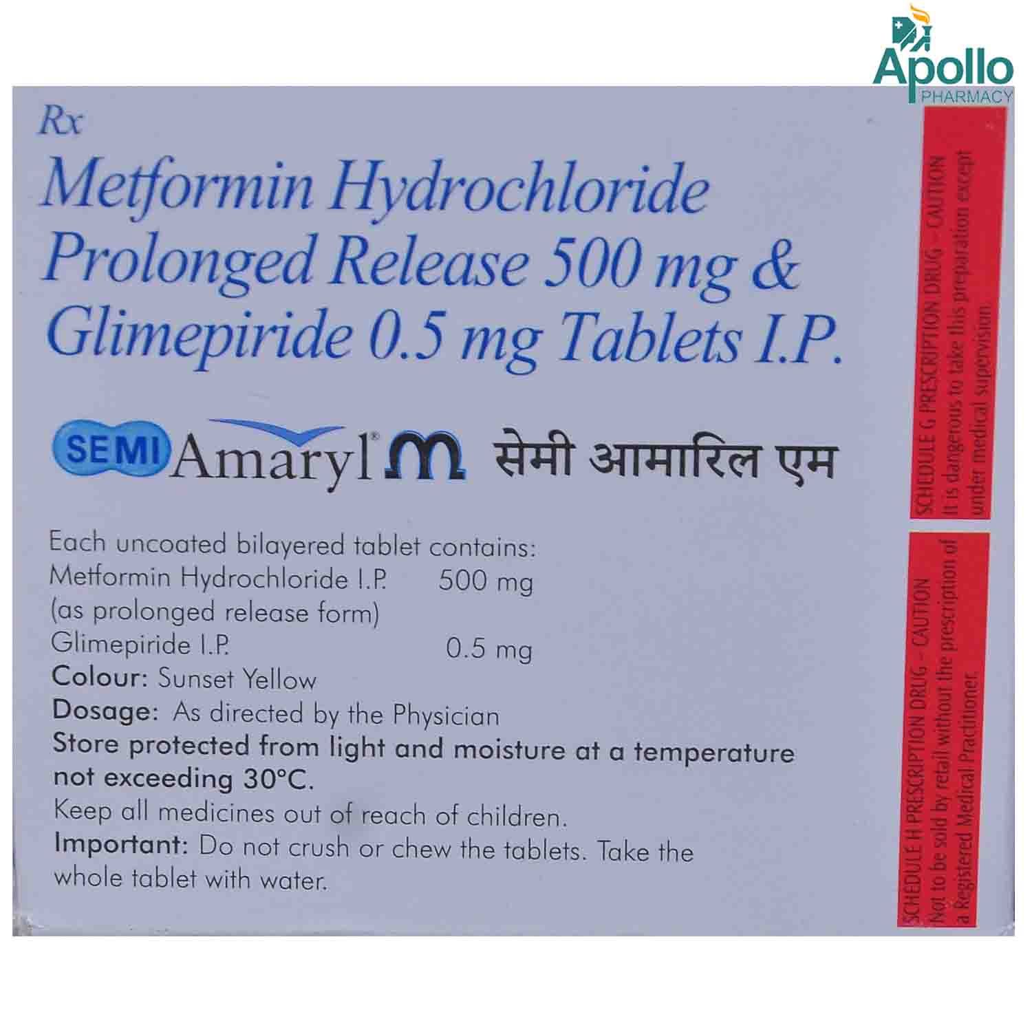 Semi Amaryl M Tablet 10's Price, Uses, Side Effects, Composition ...