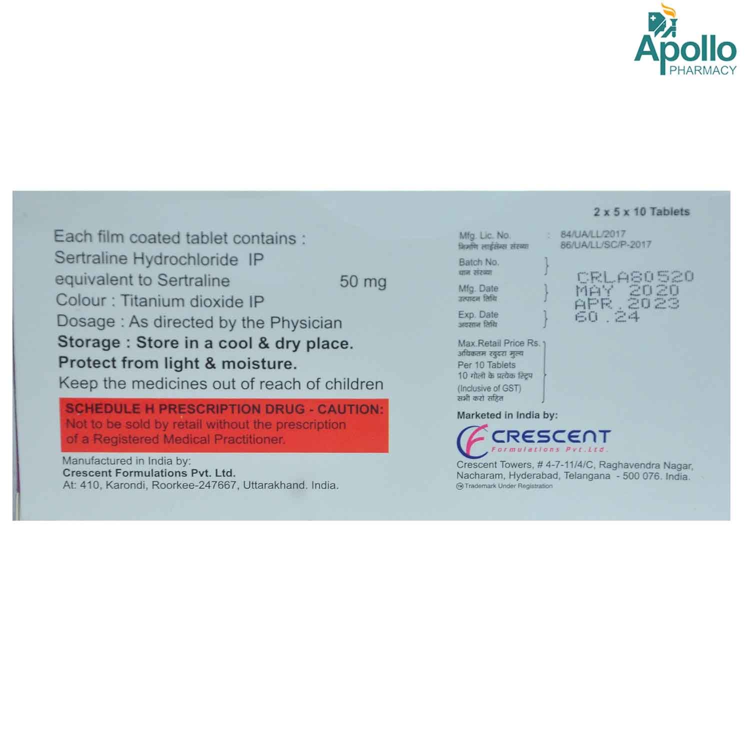 SERTRAX 50MG TABLET Price, Uses, Side Effects, Composition - Apollo ...