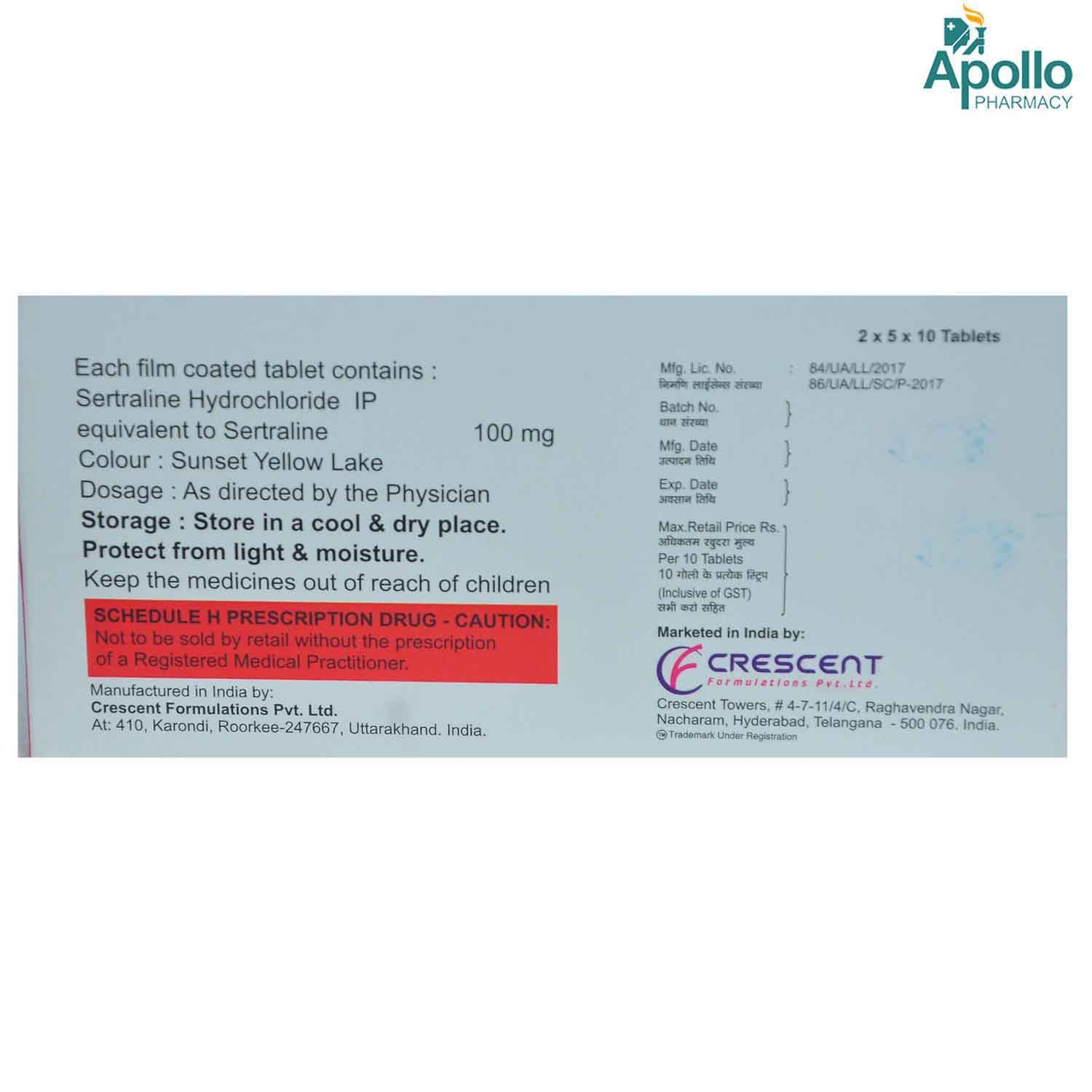SERTRAX 100MG TABLET Price, Uses, Side Effects, Composition - Apollo ...