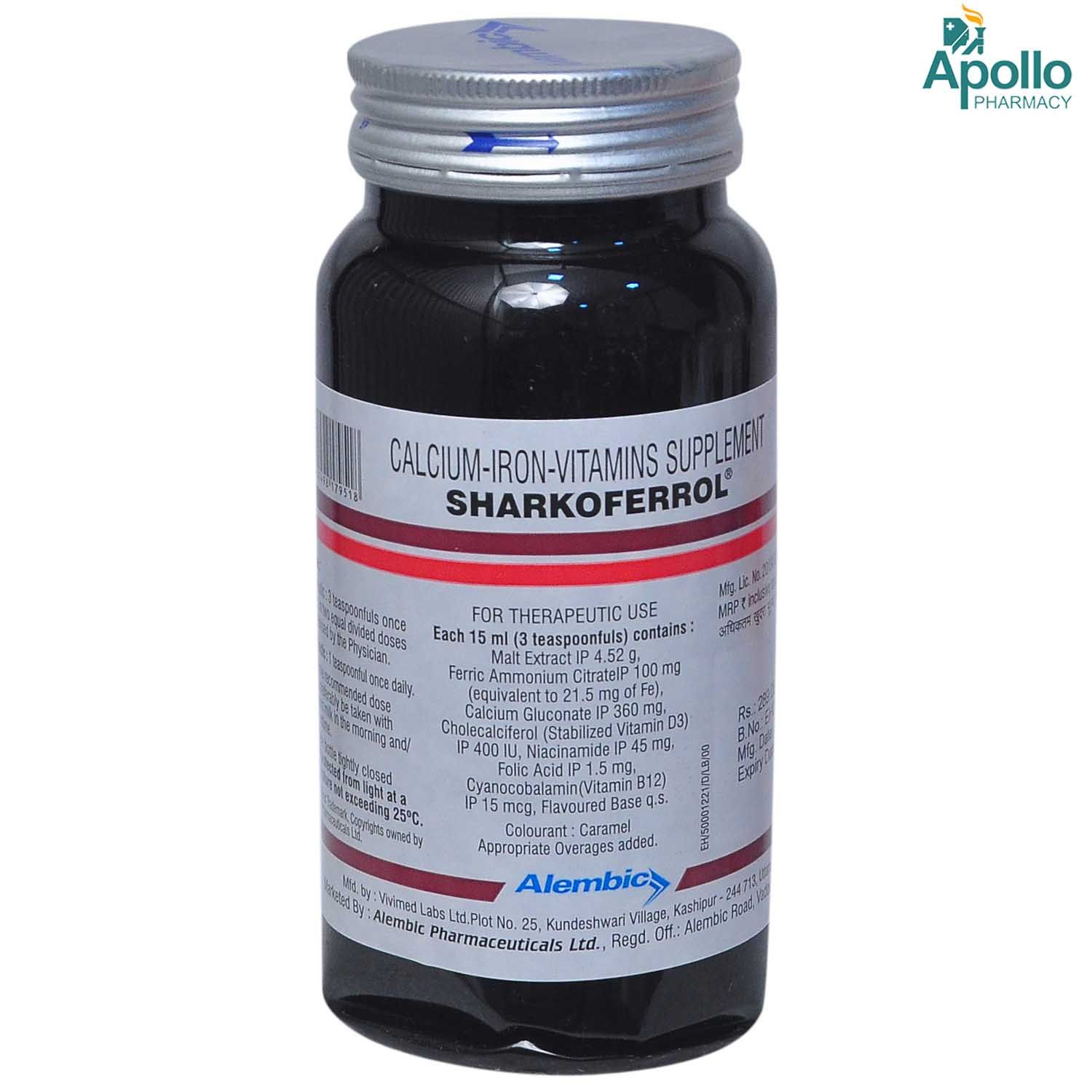 Sharkoferrol 450 gm Syrup 1's Price, Uses, Side Effects, Composition ...