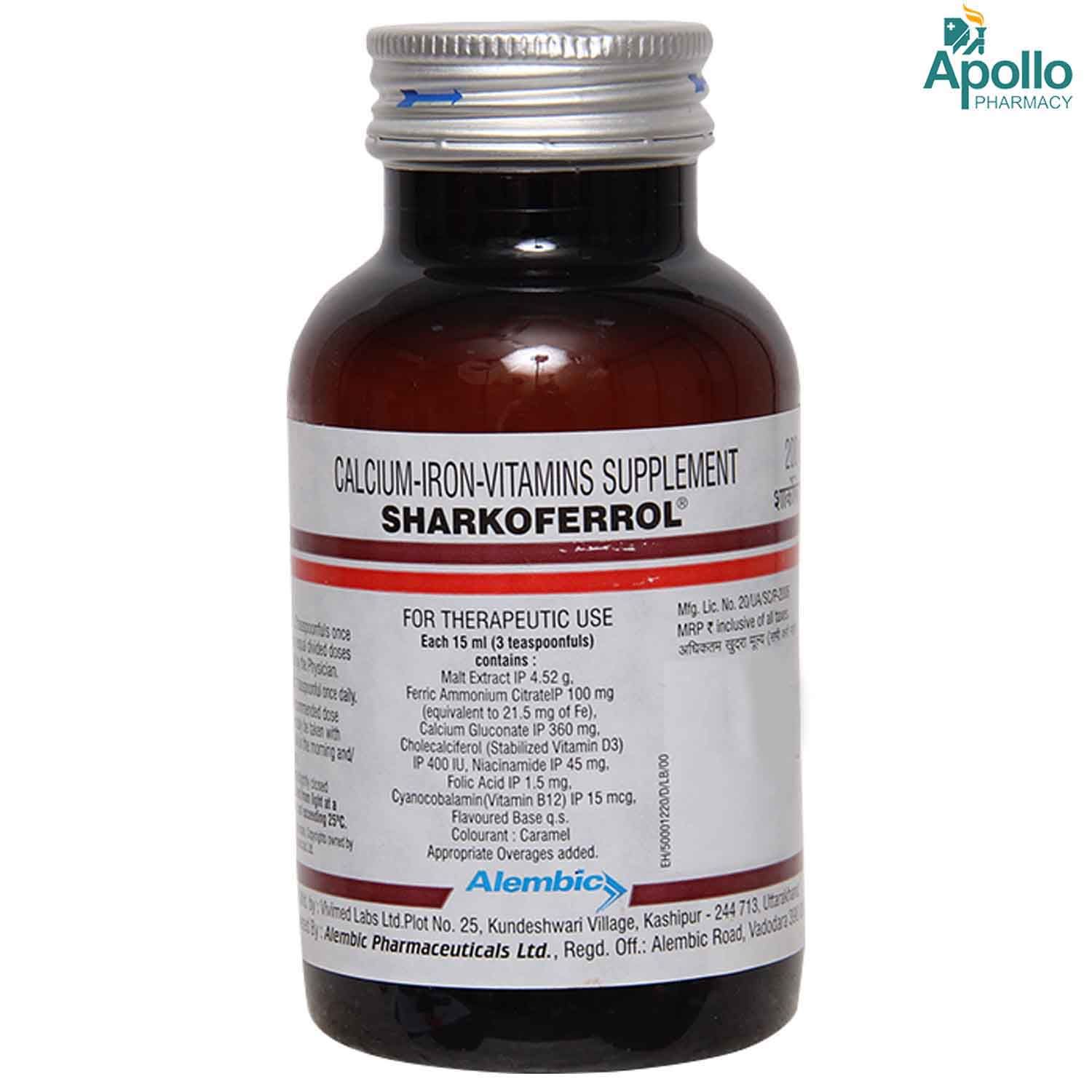 Sharkoferrol 200 gm Syrup 1's Price, Uses, Side Effects, Composition ...