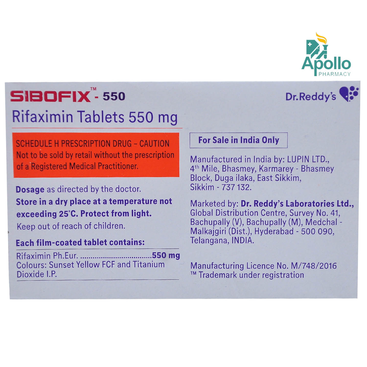 Sibofix-550 Tablet 10's Price, Uses, Side Effects, Composition - Apollo Pharmacy