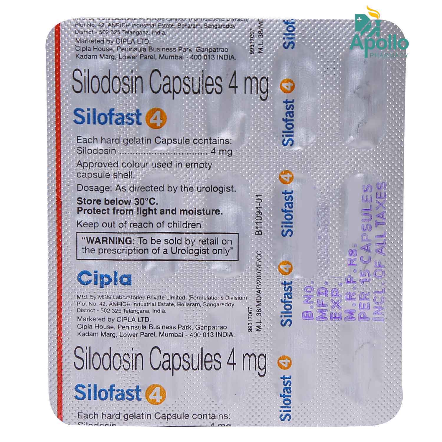 Silofast 4 Capsule 15's Price, Uses, Side Effects, Composition - Apollo ...