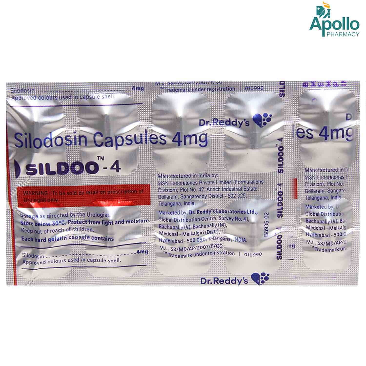 Sildoo-4 Capsule 10's Price, Uses, Side Effects, Composition - Apollo ...