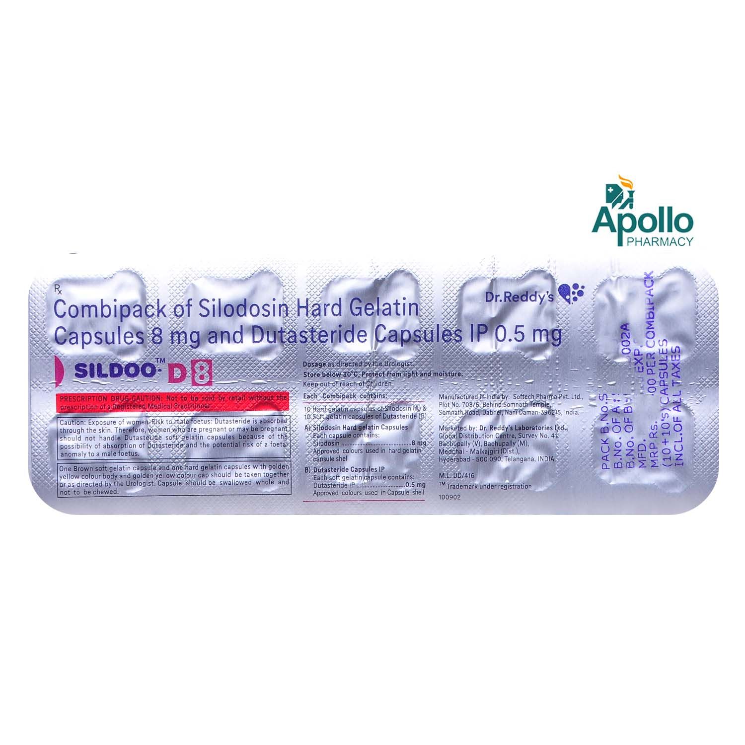 Sildoo-D8/0.5mg Combipack Capsule 20's Price, Uses, Side Effects ...