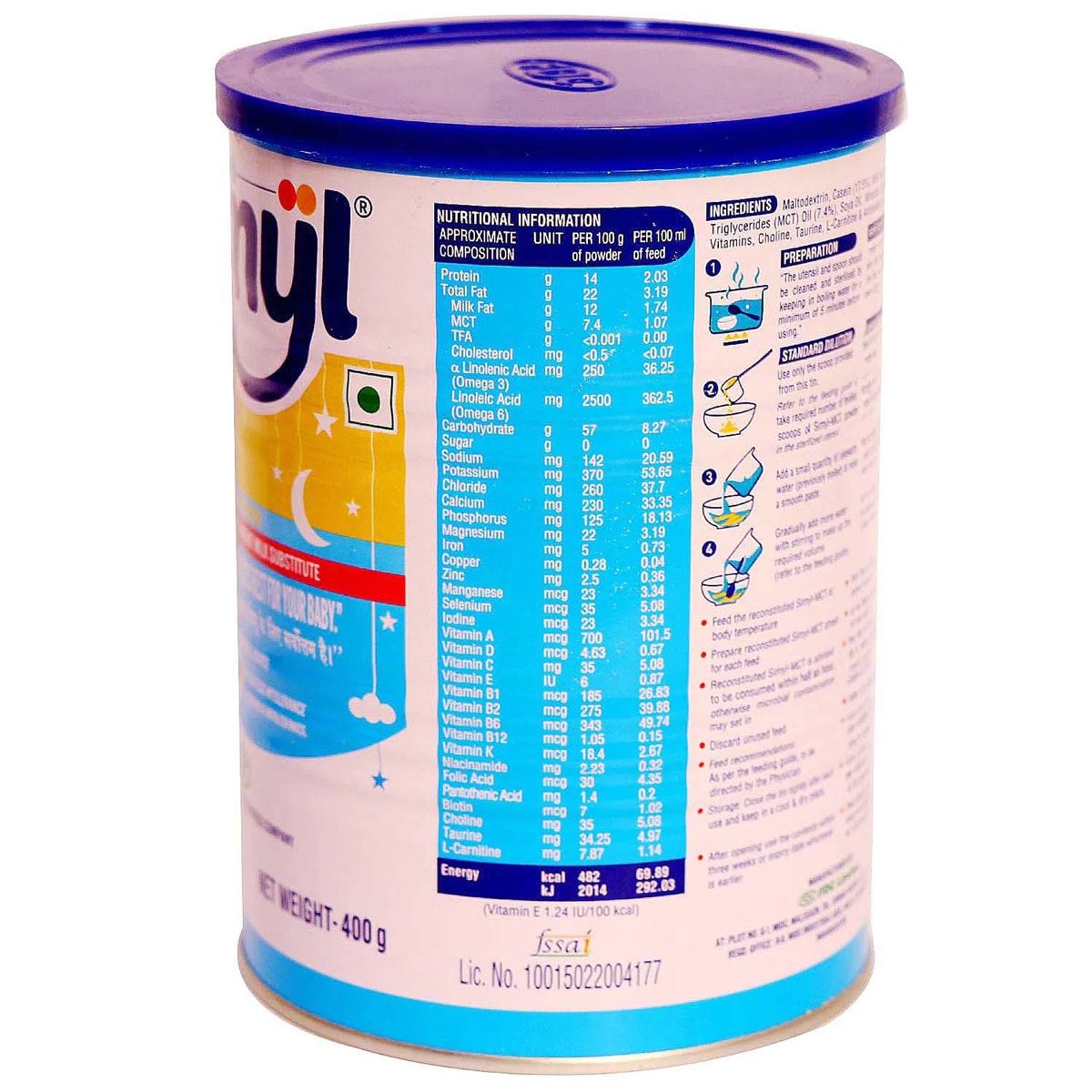 Simyl MCT Infant Milk Substitute, 400 gm Tin Price, Uses, Side Effects ...