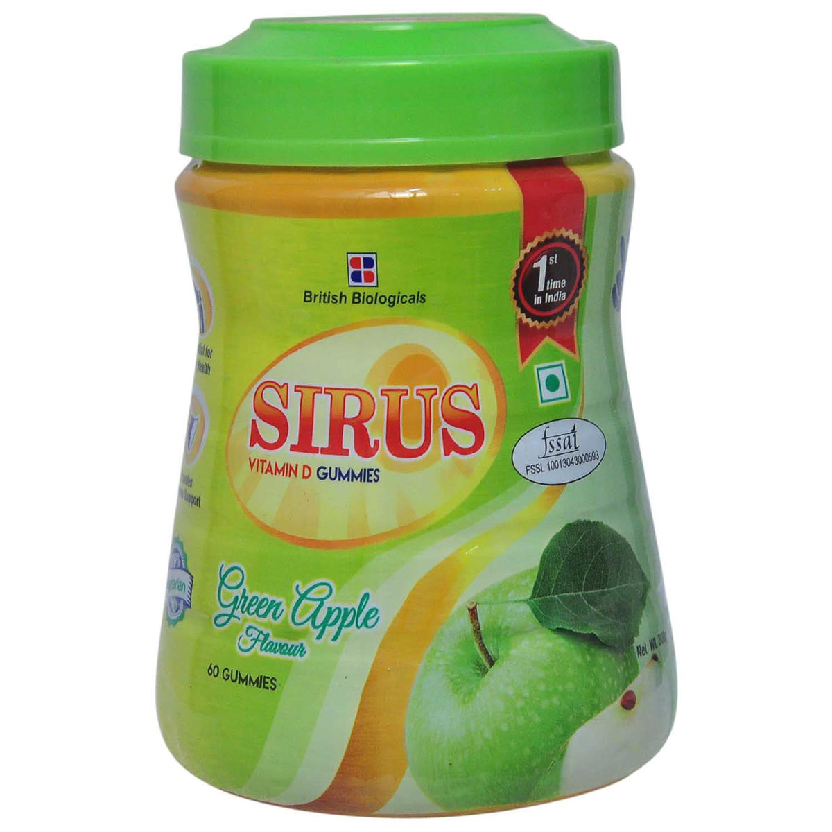 Sirus Vitamin D Gummy Green Apple 60's Price, Uses, Side Effects ...