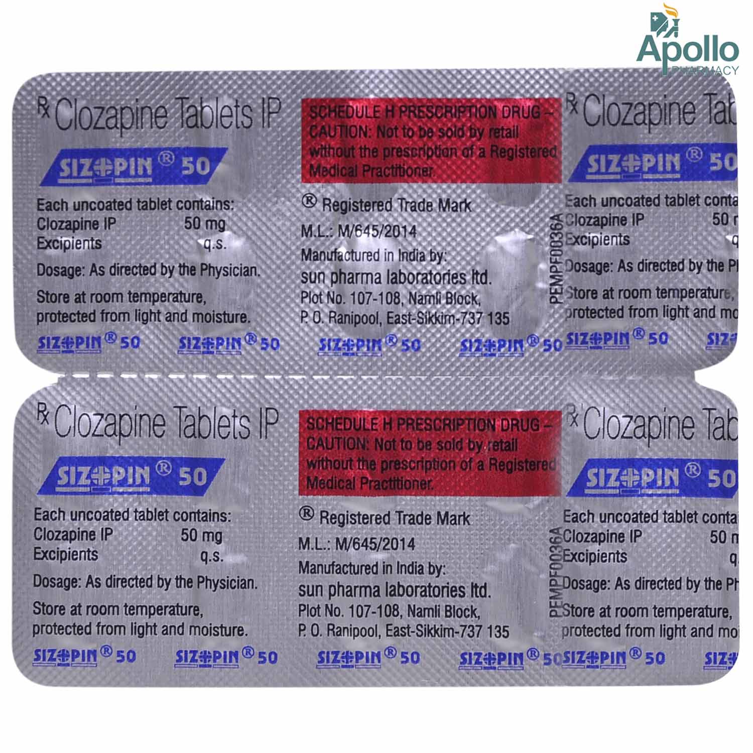 Sizopin 50 Tablet 10's Price, Uses, Side Effects, Composition - Apollo ...