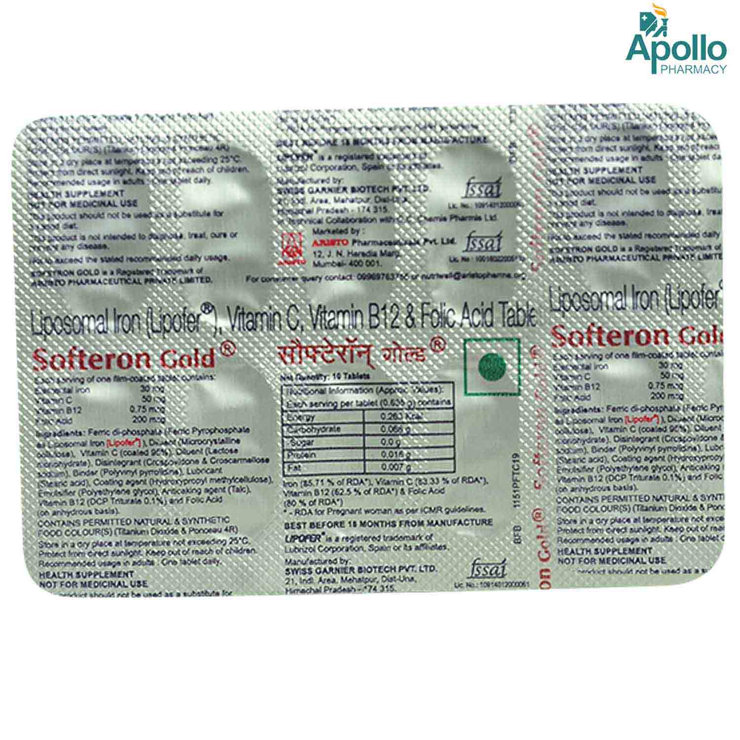 Softeron Gold Tablet 10's Price, Uses, Side Effects, Composition ...