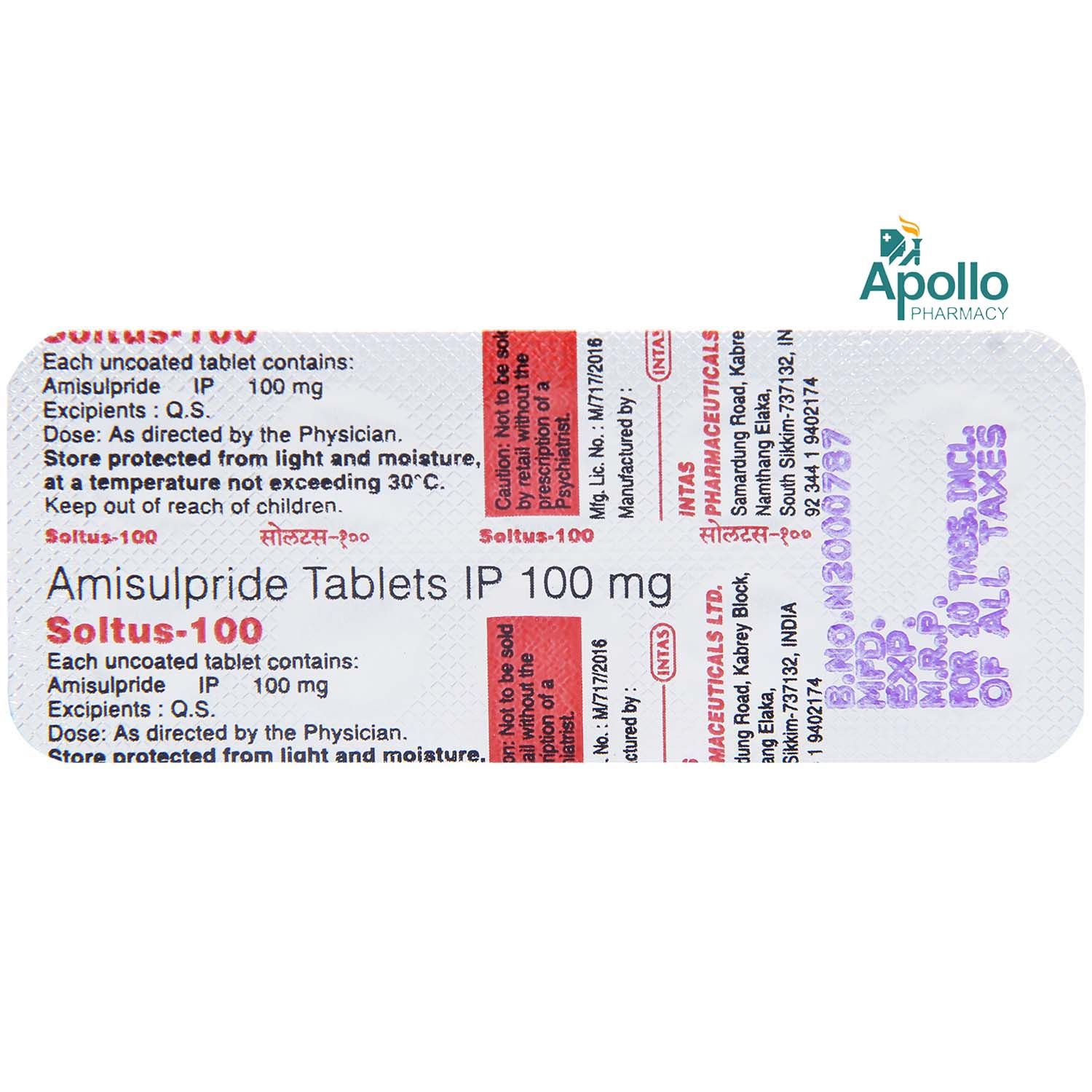 Soltus-100 Tablet 10's Price, Uses, Side Effects, Composition - Apollo ...