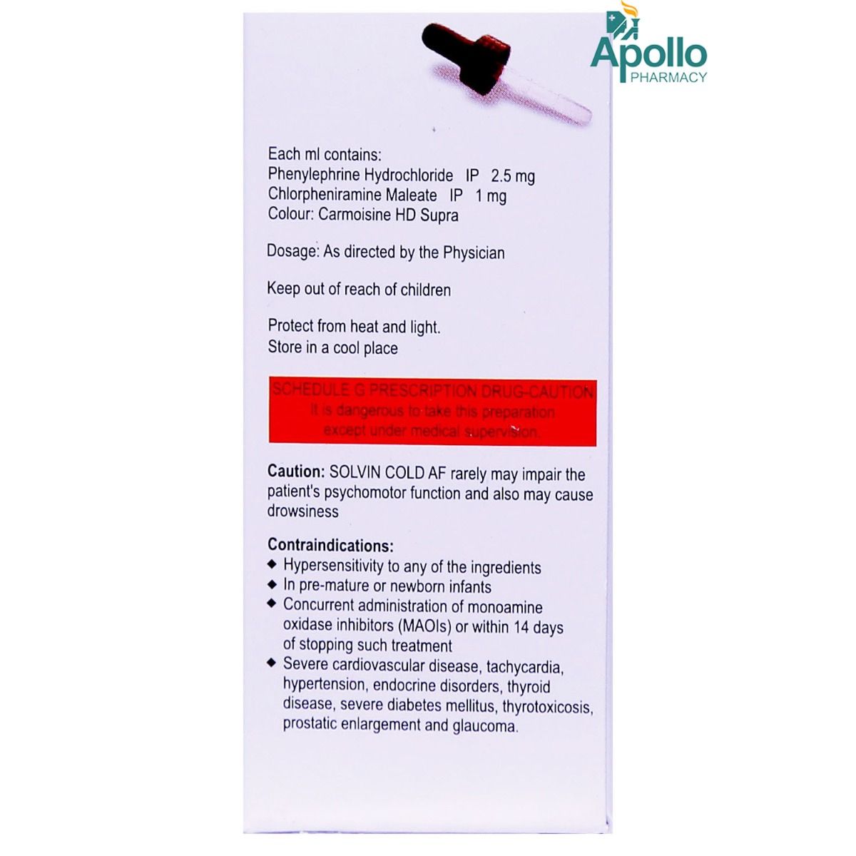 Solvin Cold AF Oral Drops 15 ml Price, Uses, Side Effects, Composition - Apollo Pharmacy