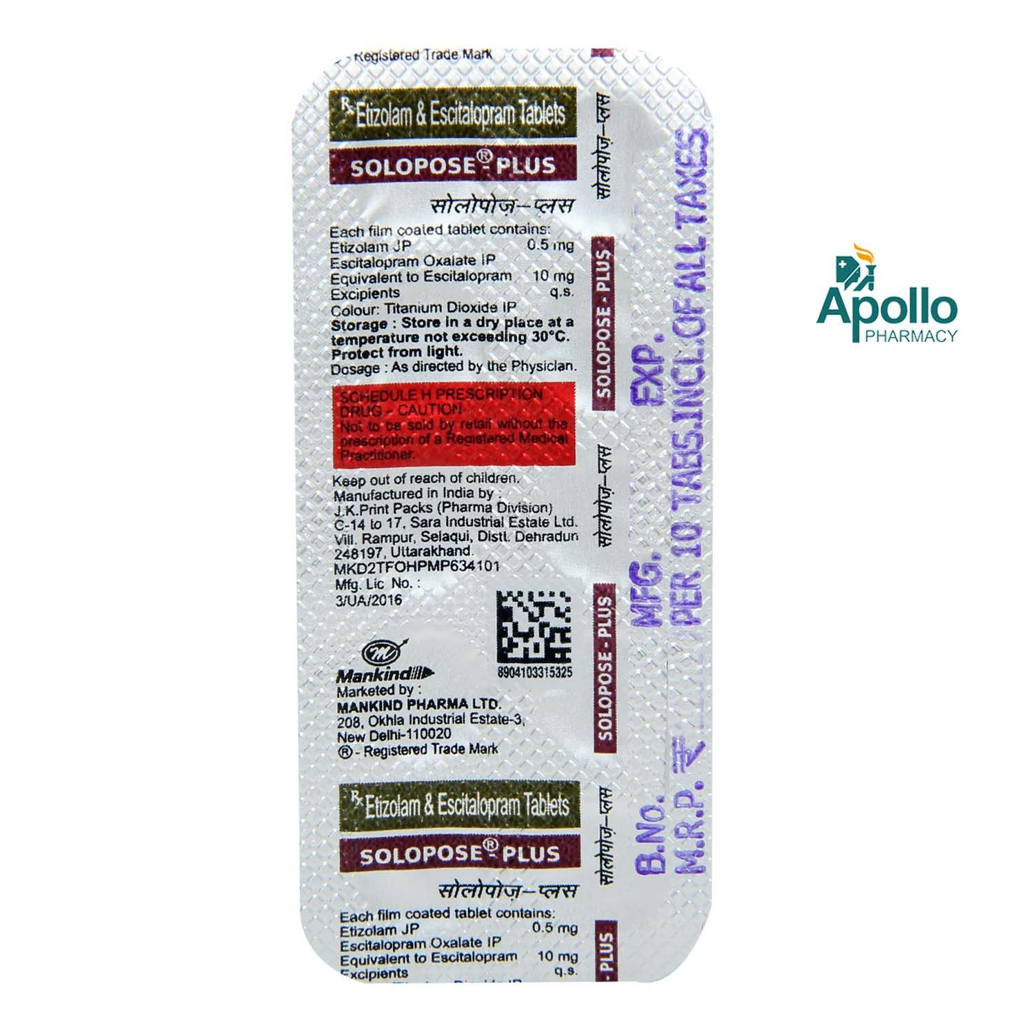 SOLOPOSE PLUS TABLET Price, Uses, Side Effects, Composition - Apollo ...