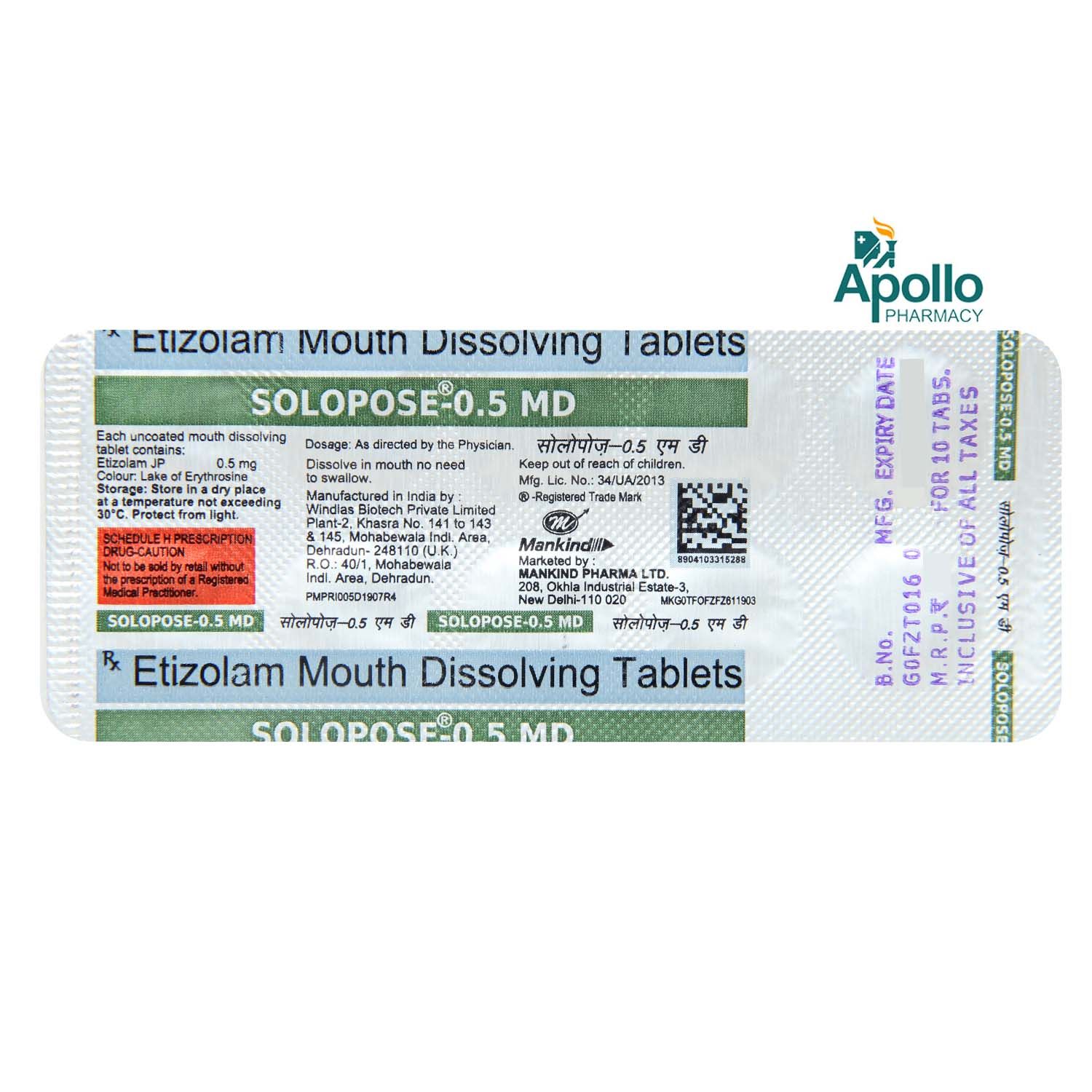 Solopose-0.5 MD Tablet 10's Price, Uses, Side Effects, Composition ...